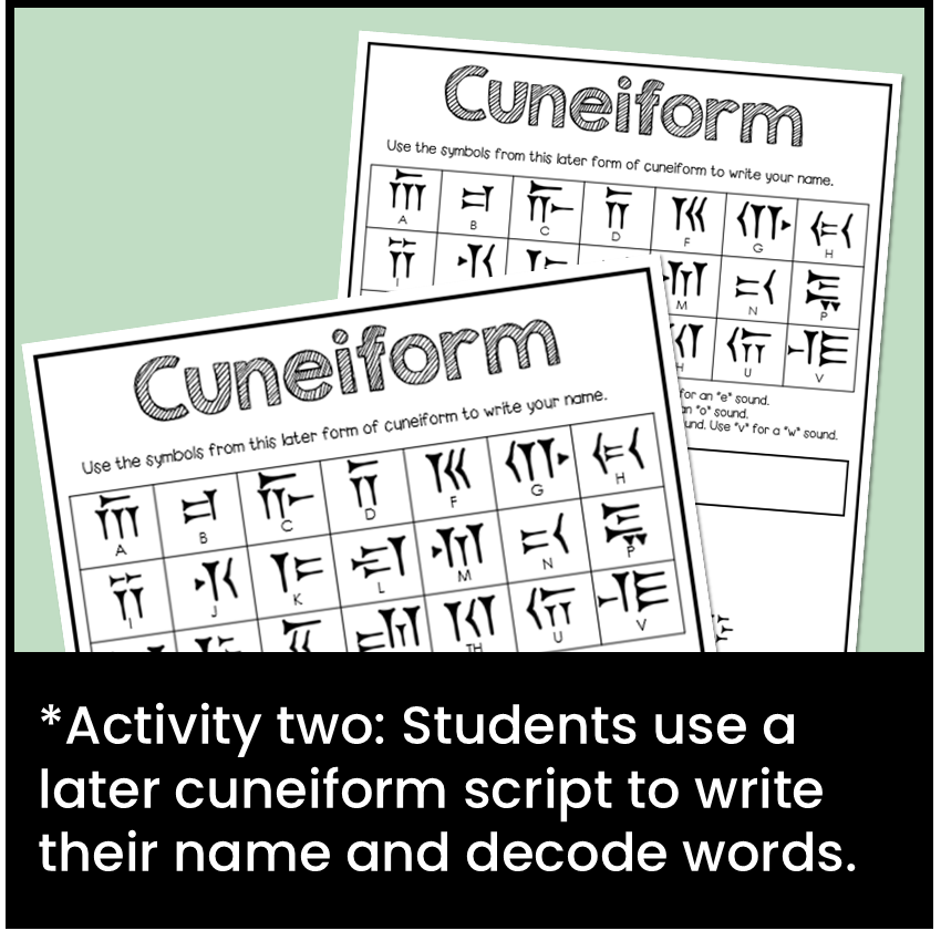 Ancient Mesopotamia Cuneiform Writing Script Activity