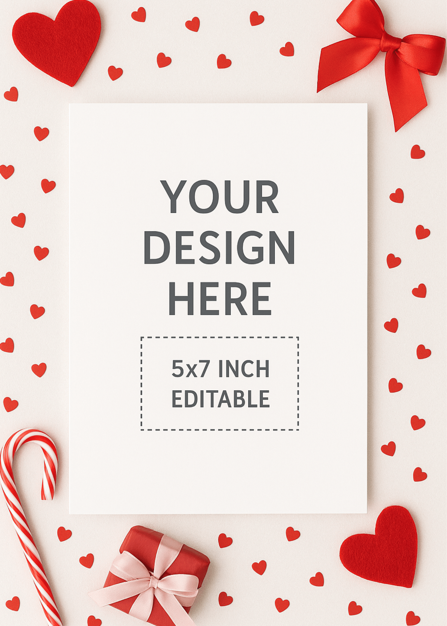 Valentine Greeting Card Mockup | Romantic 5x7 Flat Lay | Love Letter ...