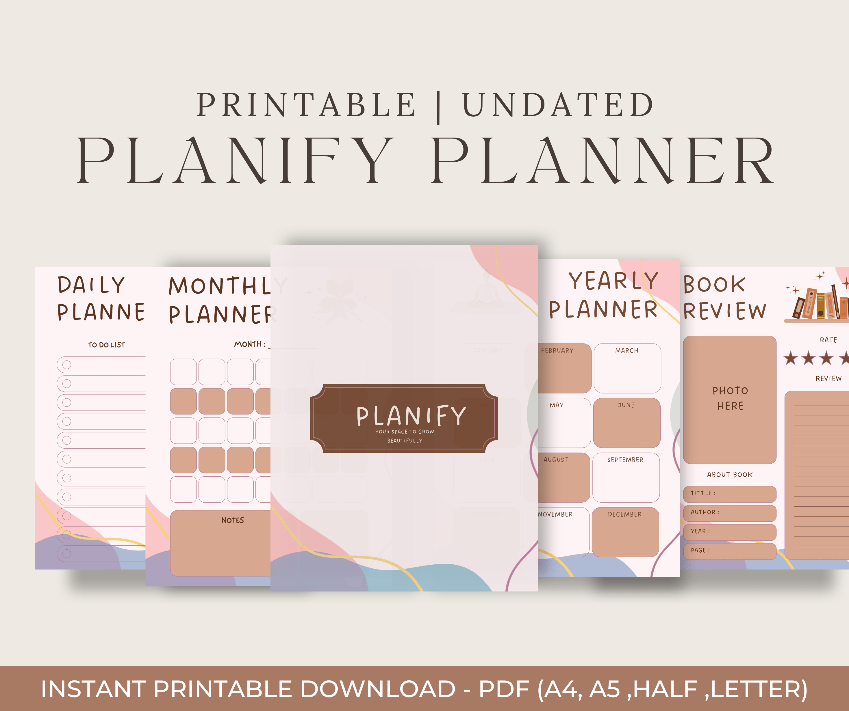 Free Printable undated digital Planner for Focused & Productive Days ...