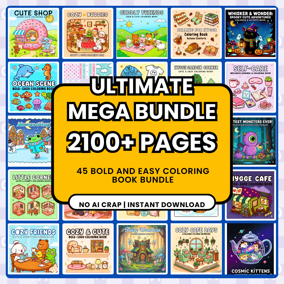 2100 Pages Ultimate Mega Bundle 45 Coloring Books Cute Cozy Kawaii Coco ...