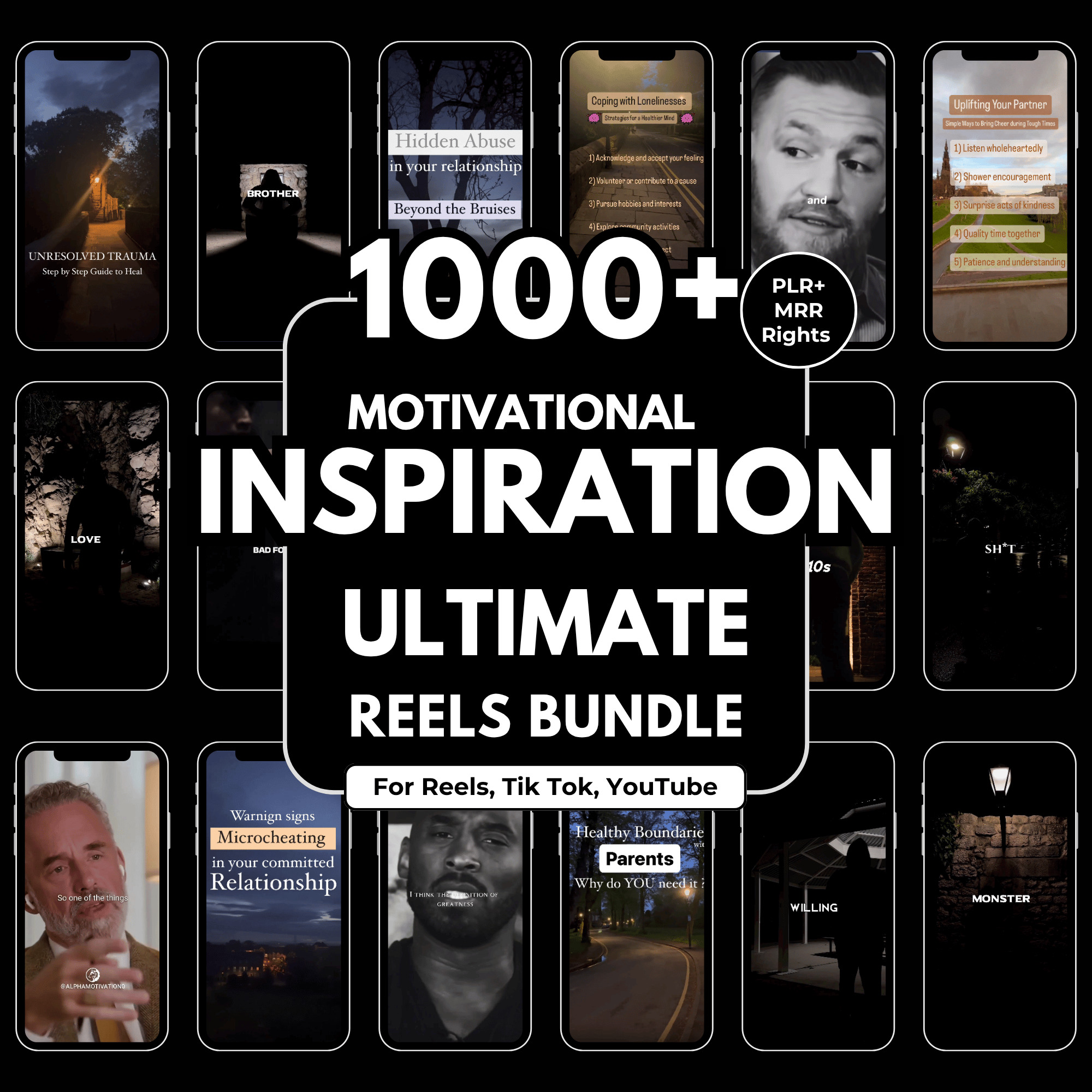 1000 Inspirational Motivational Reels Bundle PLR MRR TikTok Instagram ...