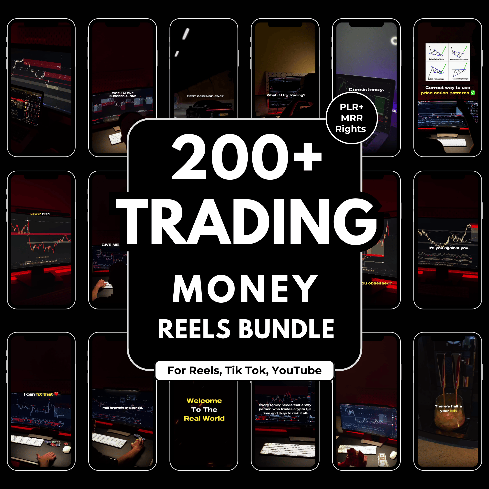 200 Trading Reels Bundle Faceless Videos About Money Crypto Stocks ...