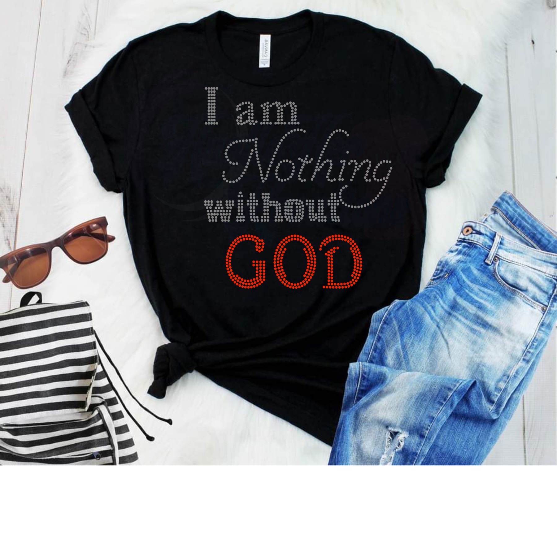 HHK I Am Nothing Without God Rhinestone Transfer - Payhip