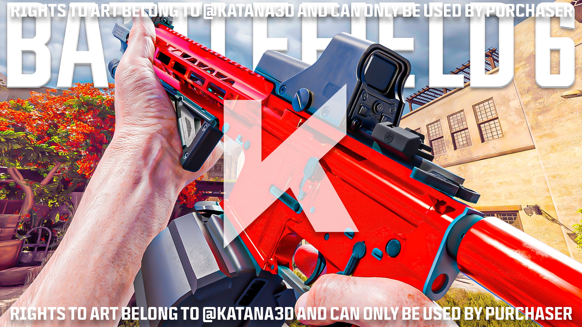 BF6 Battlefield Thumbnail - Red M4 (Text NO Text) - Payhip