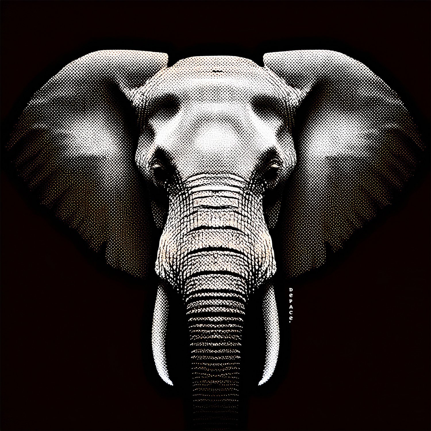 Majestic Elephant in Half-Tone Shadows - Payhip
