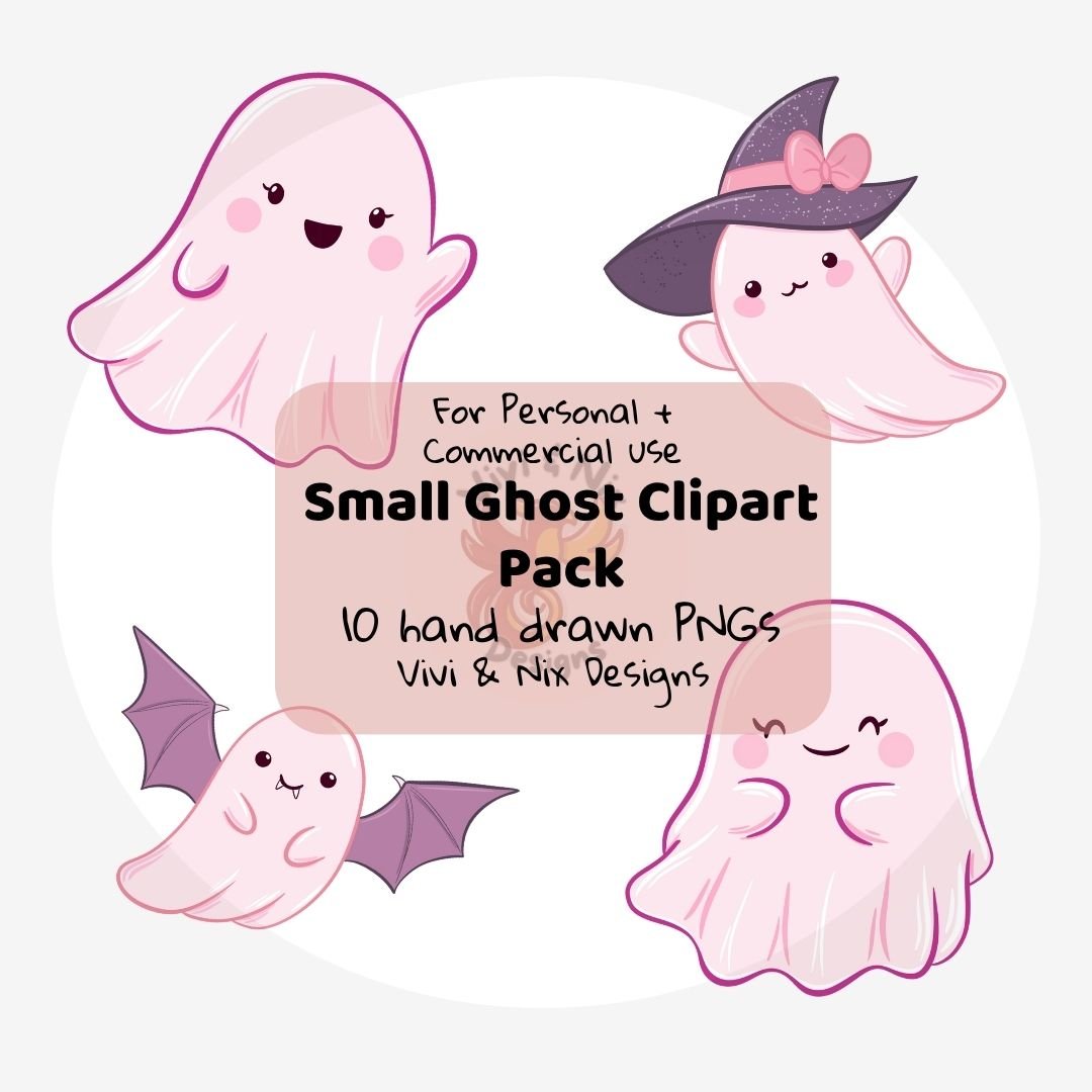 Small Ghost Clipart Pack | Cute Pastel Halloween PNG Set | Kawaii ...