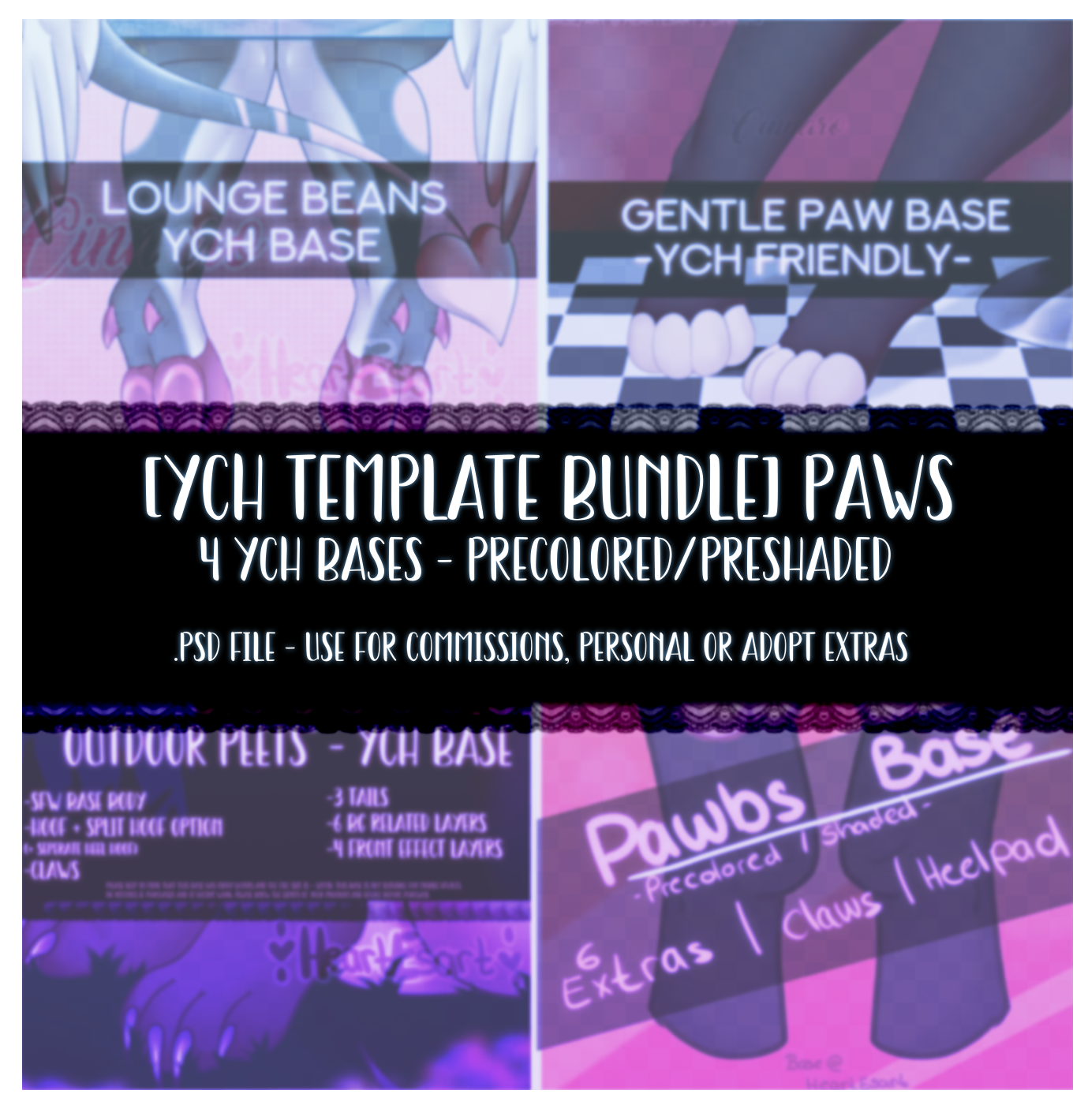 [YCH Template Bundle] Paws - Payhip