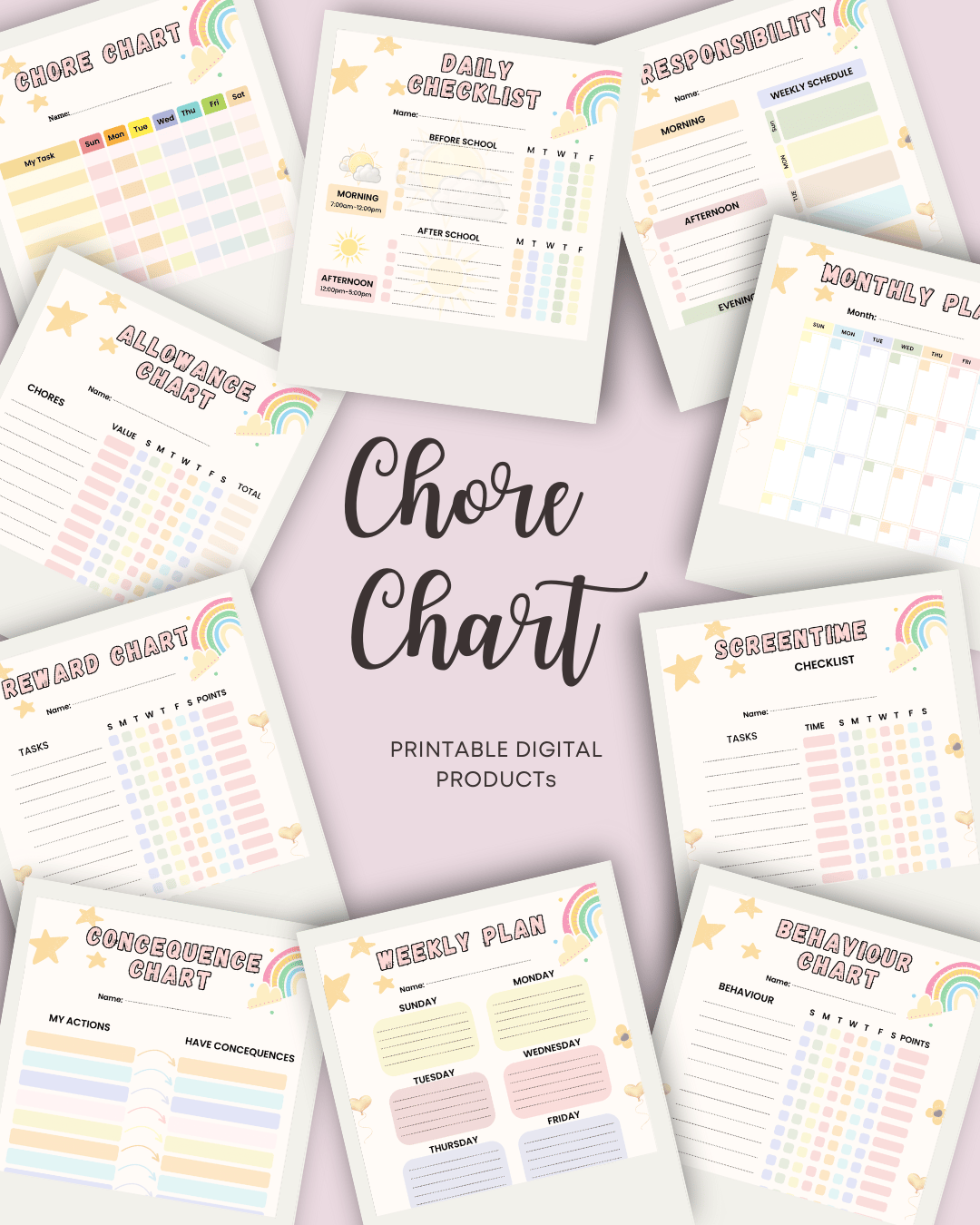 Kids Printable Chore Chart Bundle - Payhip