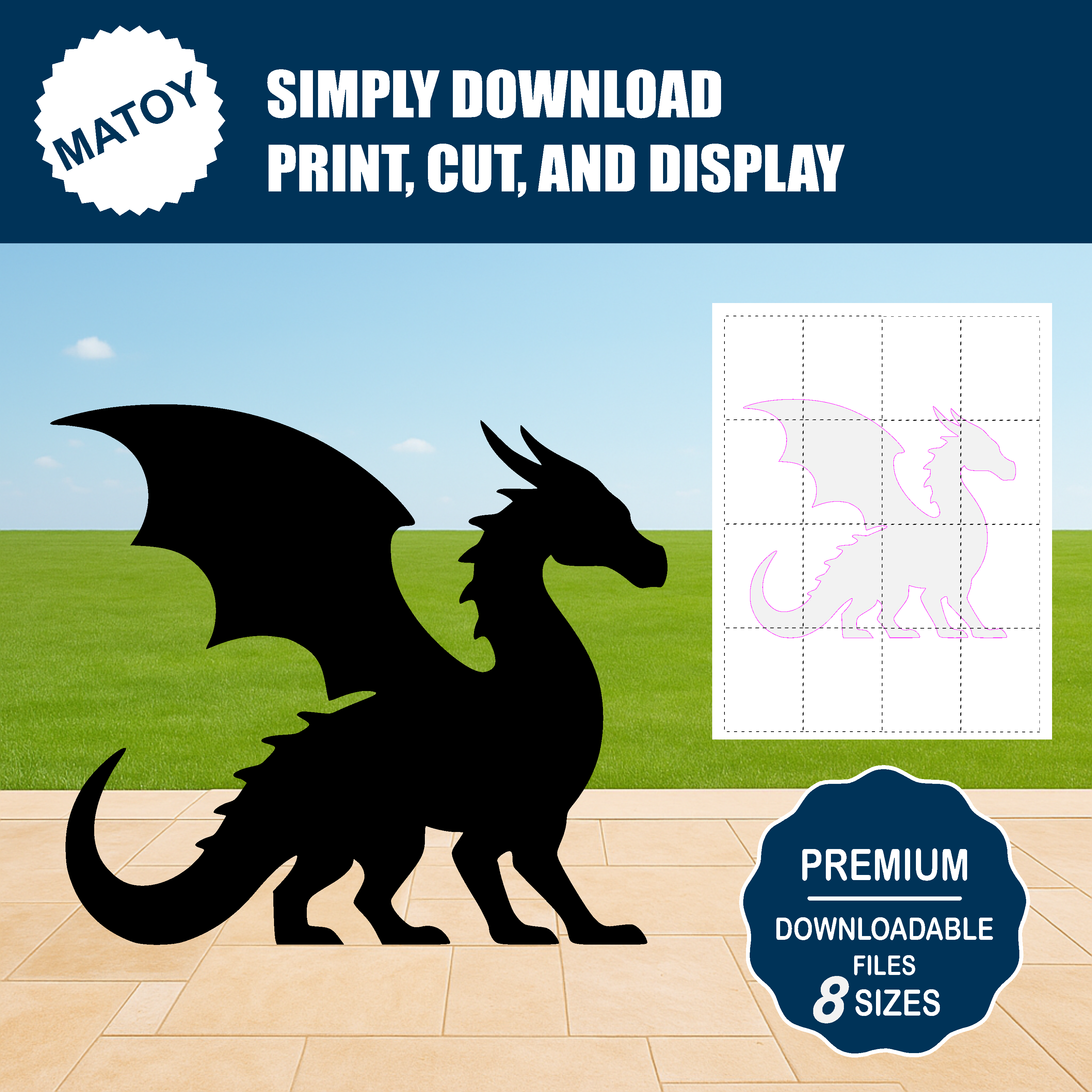 Mythical Dragon Yard Art Pattern | Full-Color Printable Professional ...