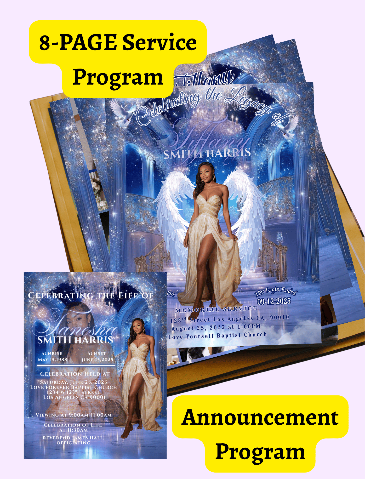 8 PAGE Blue and White Memorial PROGRAM AND ANNOUNCEMENT (Canva) - Payhip