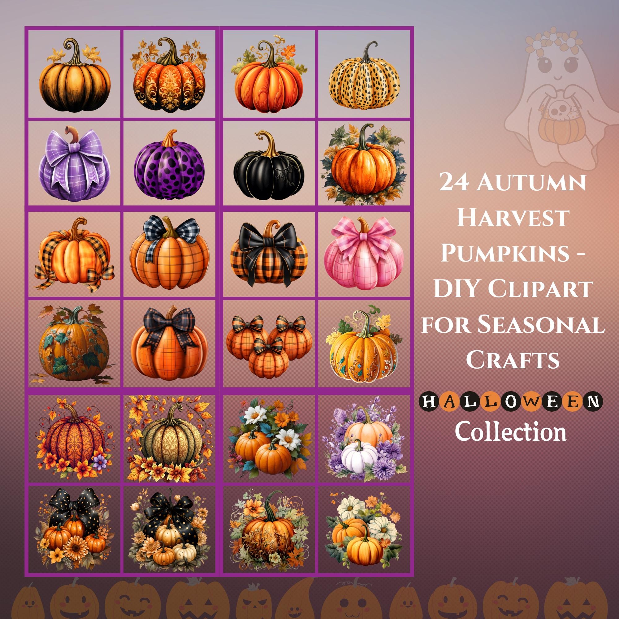 Autumn Harvest Bliss - 24 Pumpkin Clipart Designs | DIY Seasonal Crafts ...