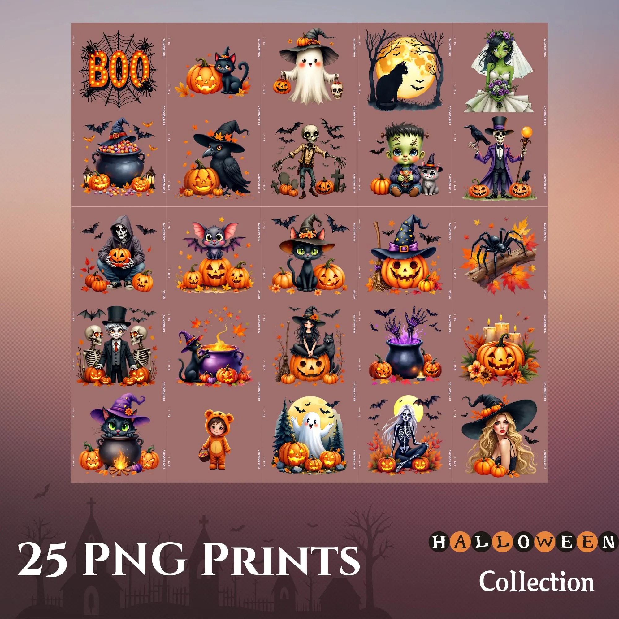 Spooky Halloween Clipart Collection - 25 Digital PNGs Featuring Ghosts ...