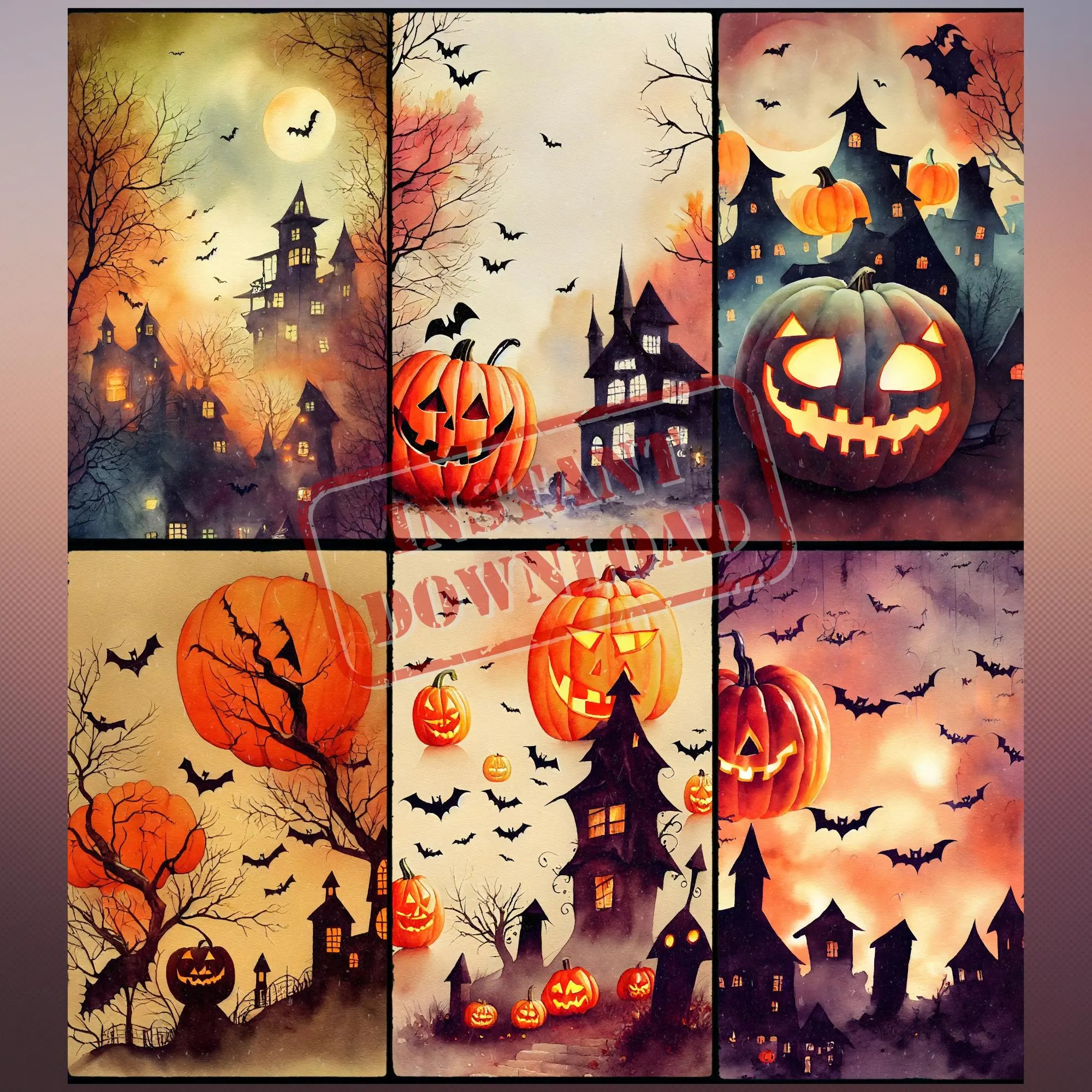 Bewitching Halloween Art Bundle - 30 Vintage Prints | Spooky Gallery ...