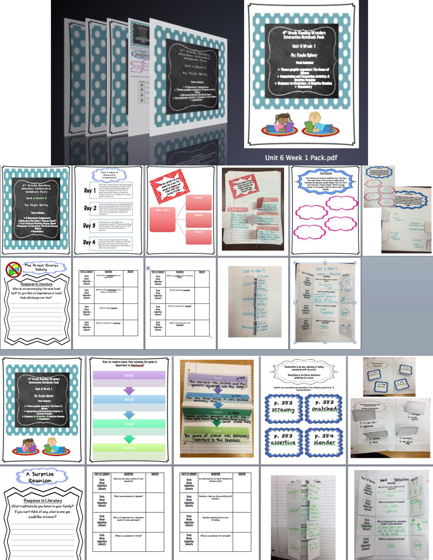 Fourth Grade (4th Grade) Reading Wonders Unit 6 Interactive Notebook ...