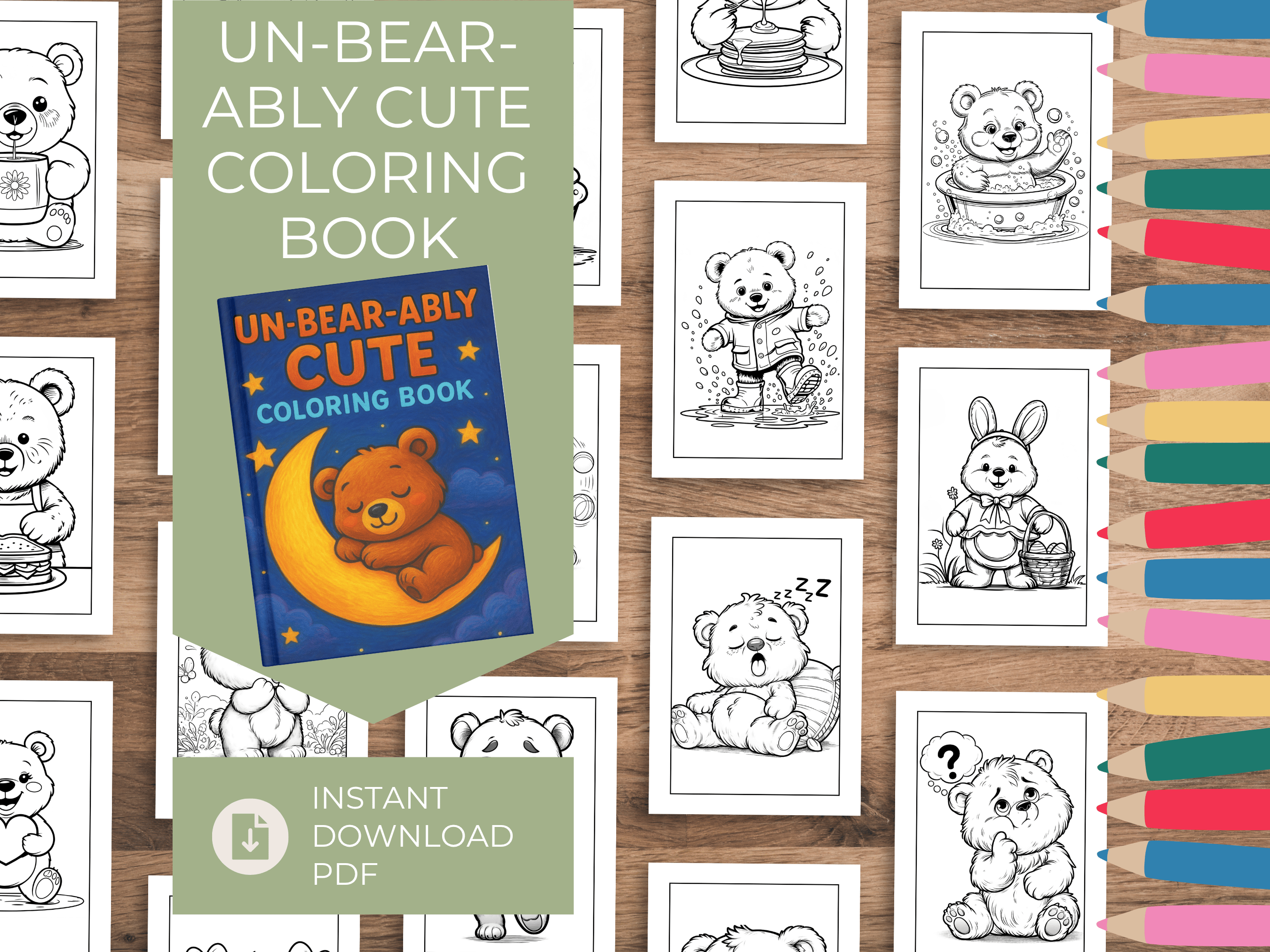 Un-BEAR-ably cute bear coloring book PDF | 95 Pages Printable A4 Size ...