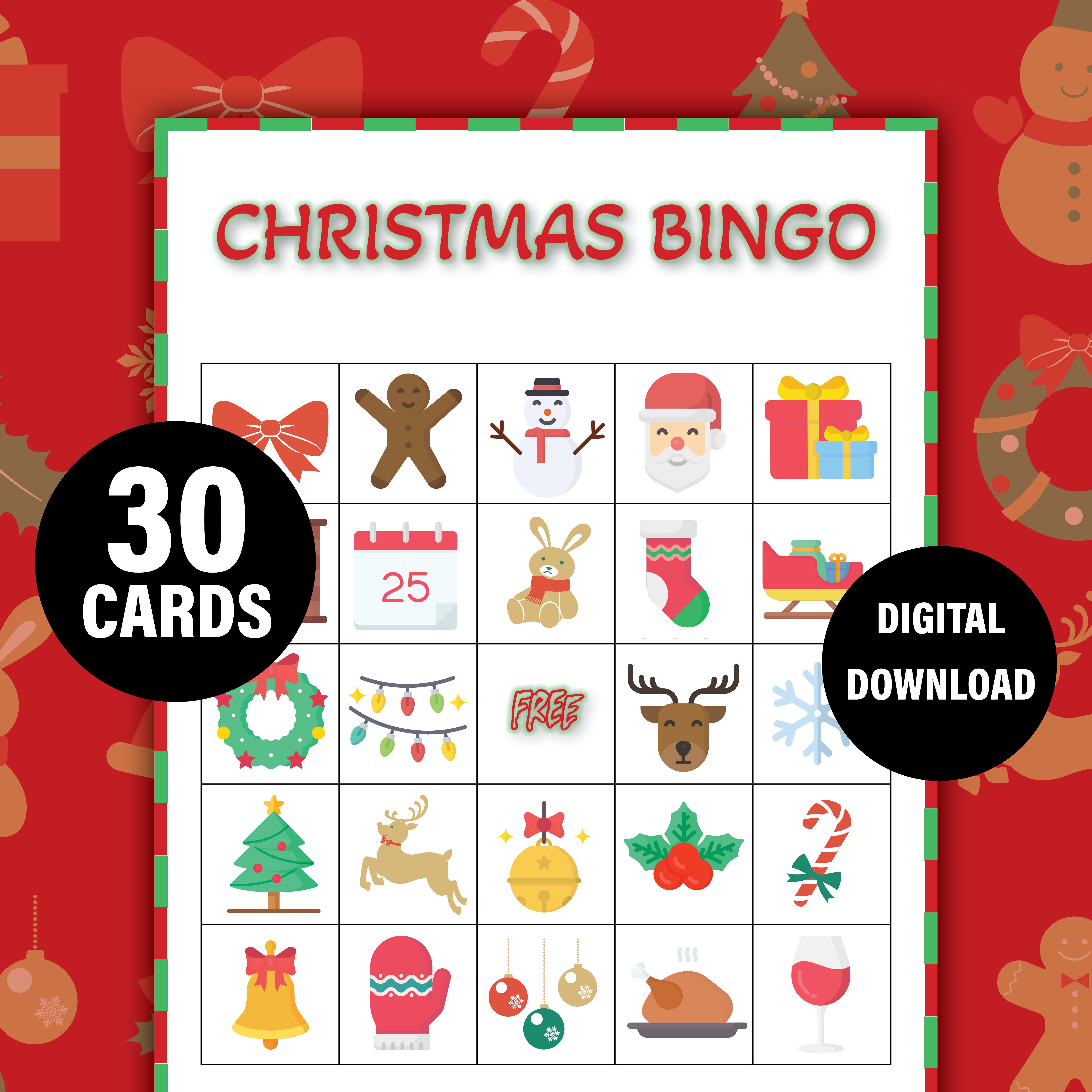 Christmas Bingo Game for Parties, Classrooms