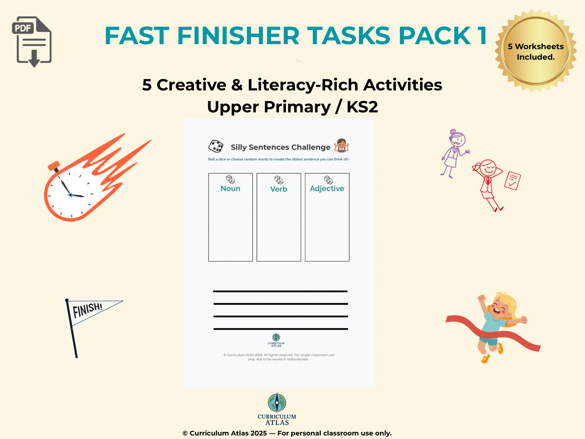 Fast Finisher Tasks Pack 1 — Creative Literacy Worksheets (Upper ...