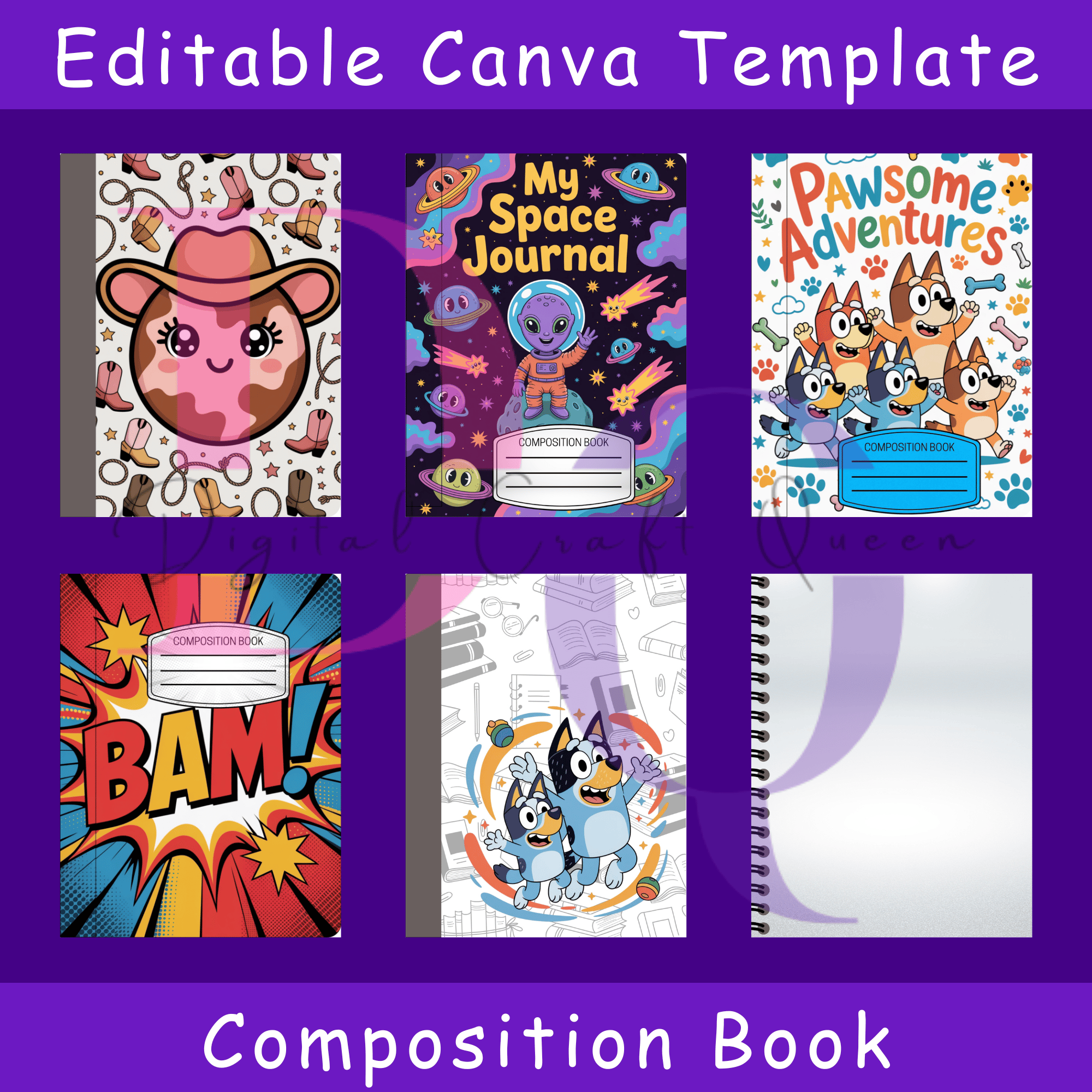 Mini Composition Book Bundle – Editable Canva Template (Commercial Use ...
