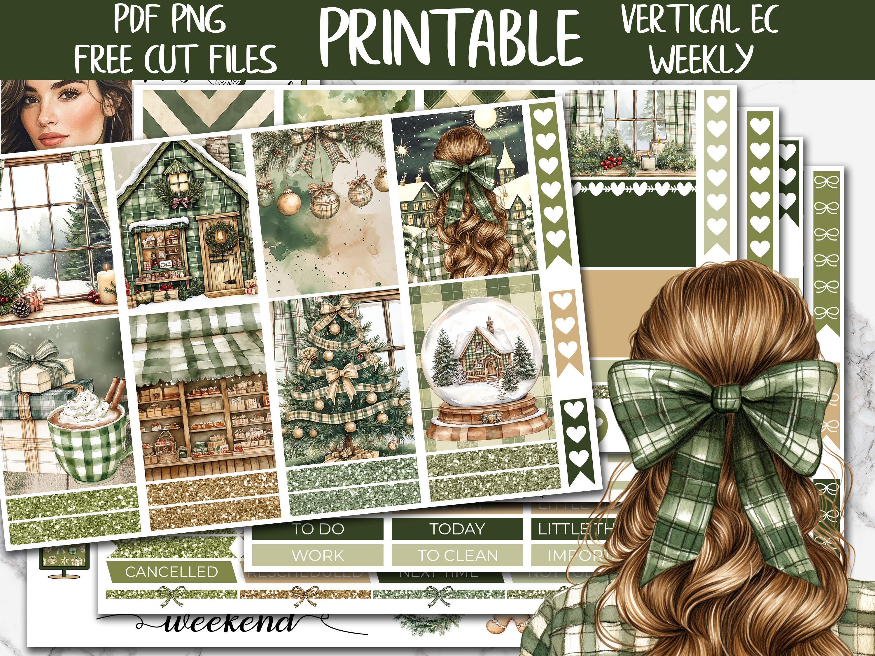 Evergreen Christmas | Erin Condren Printable Planner Stickers ...