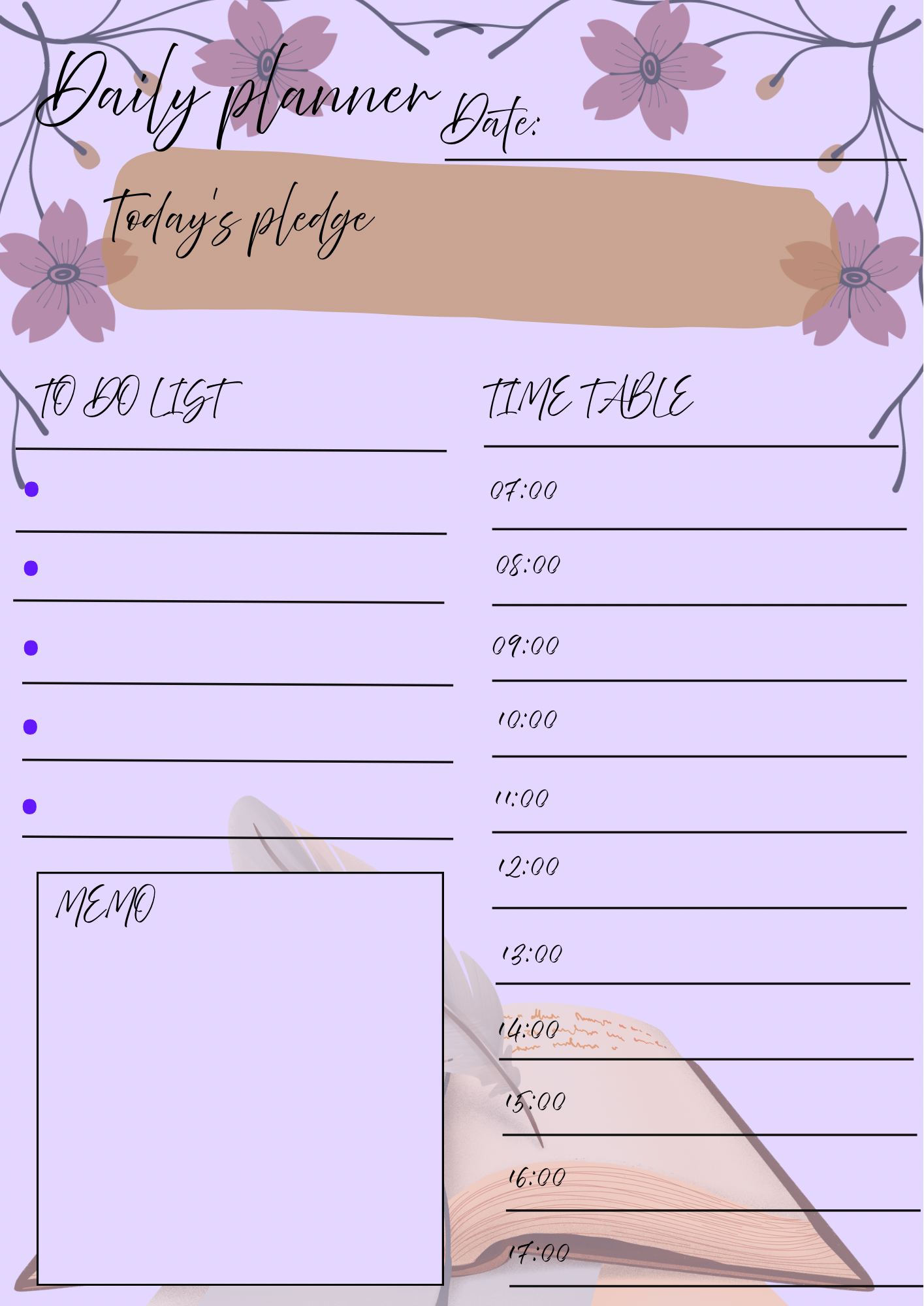 Daily Blossom Planner – Elegant Floral Daily Schedule Template - Payhip