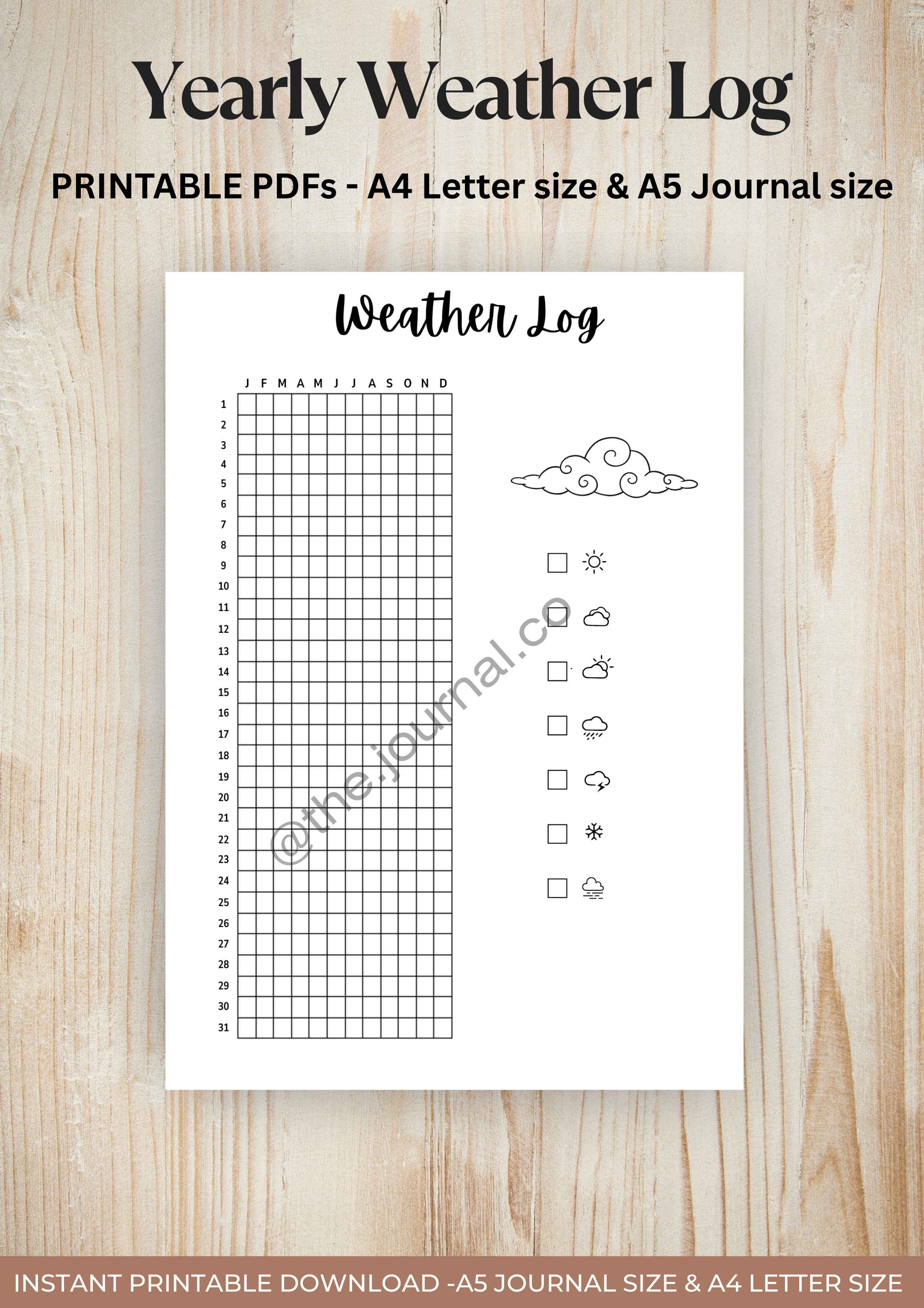 Weather Tracker - A4 Letter Size & A5 Journal Size - Payhip