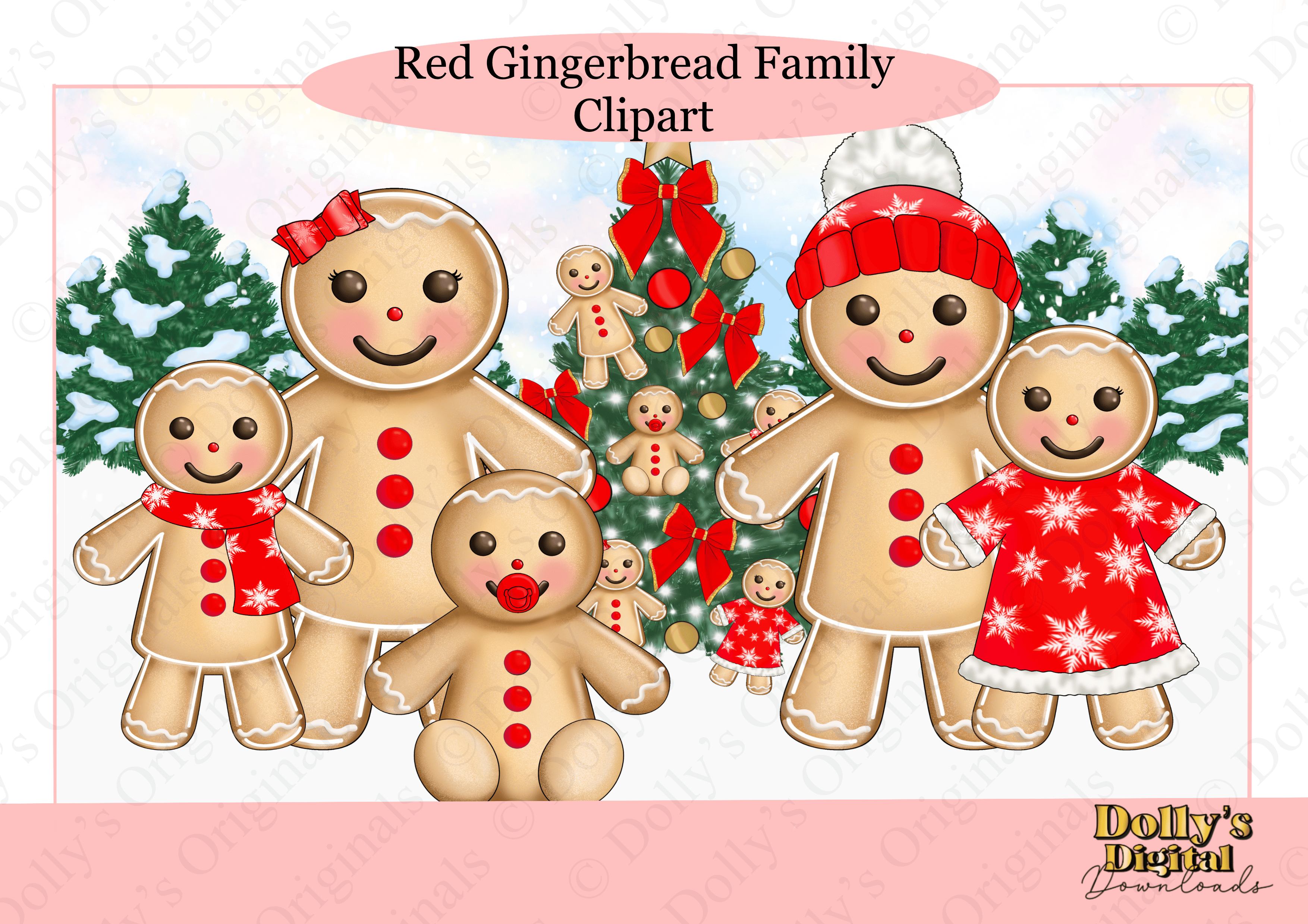 Red Gingerbread Family Clipart - Payhip