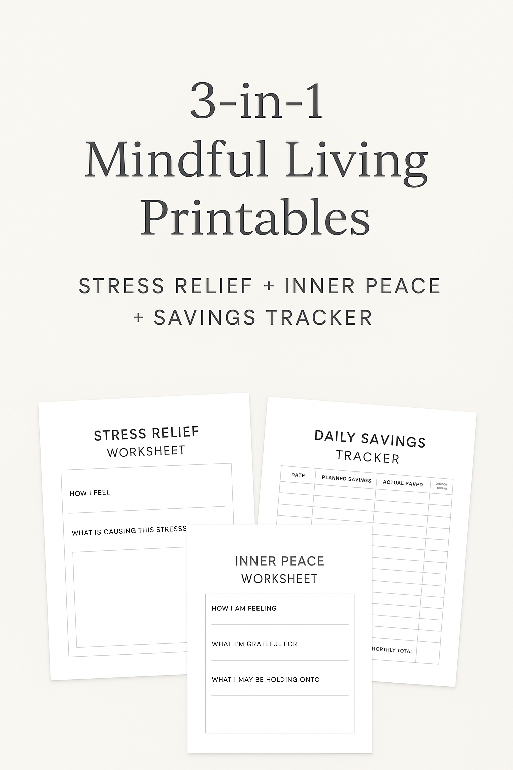 Mindful Living Printables Bundle – Stress Relief, Inner Peace & Savings ...