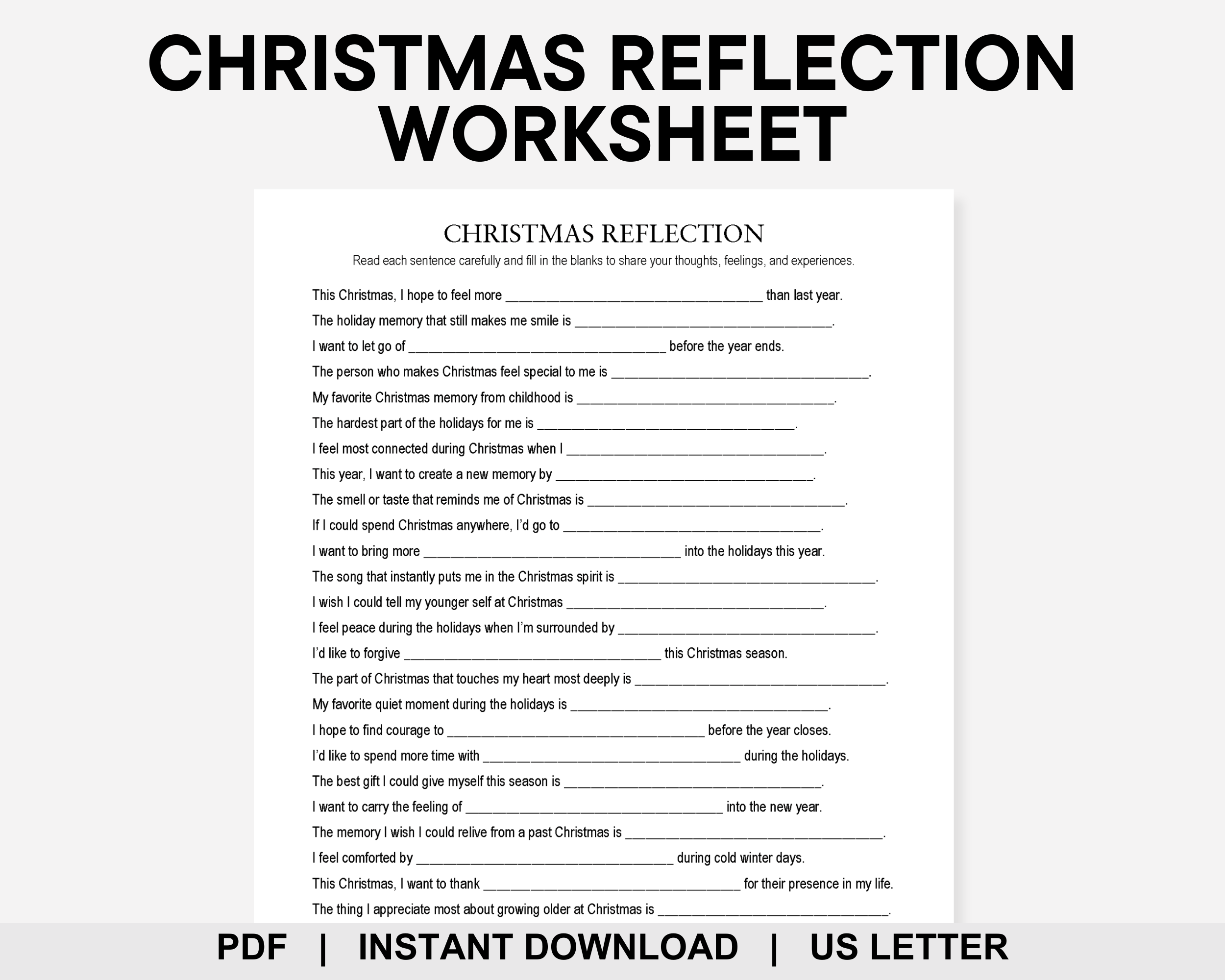 Christmas Reflection Worksheet, Holiday Reflection, End of Year Review ...