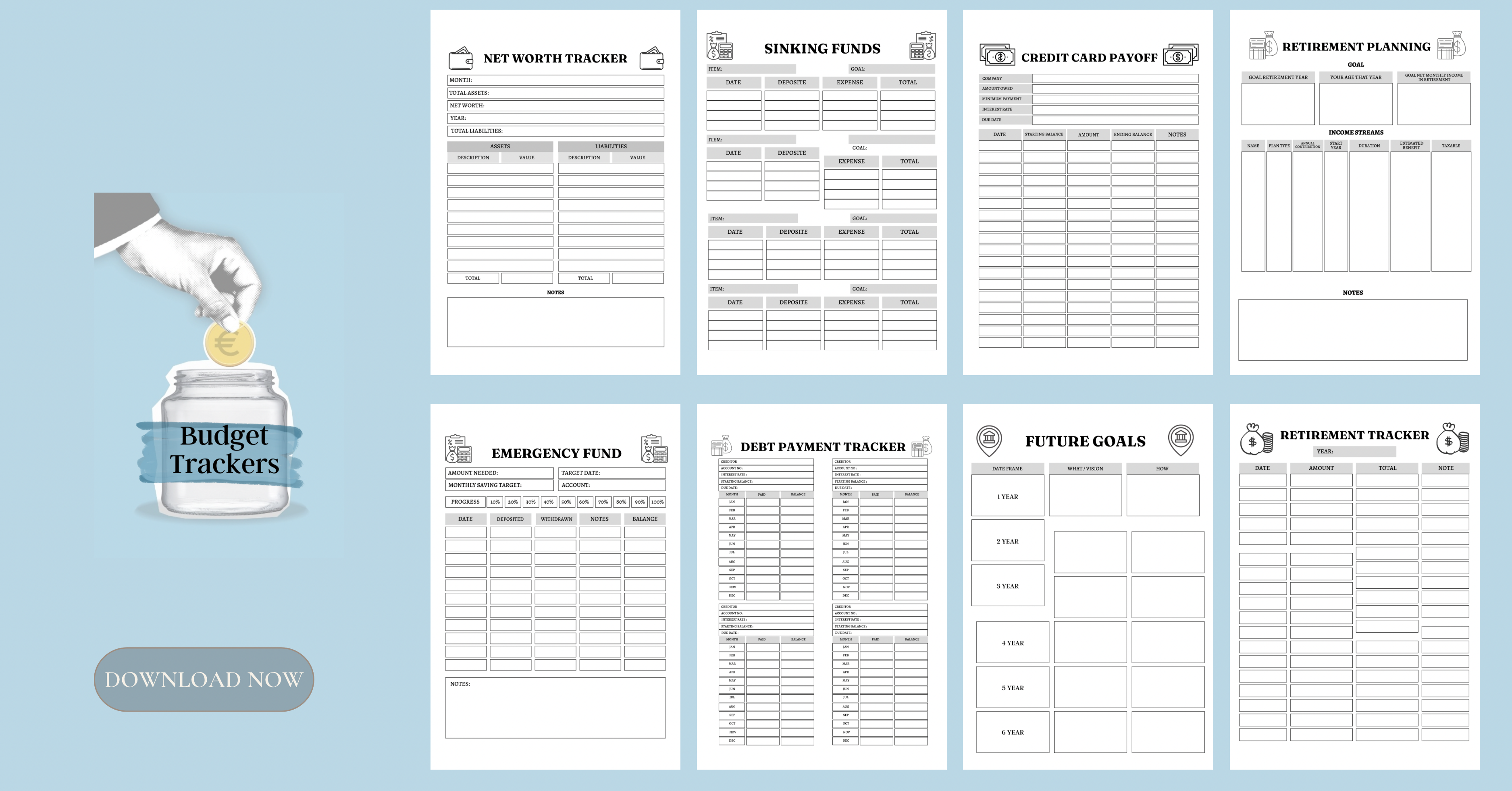 Printable Undated Digital Budget Tracker Planner | Minimalist Finance ...