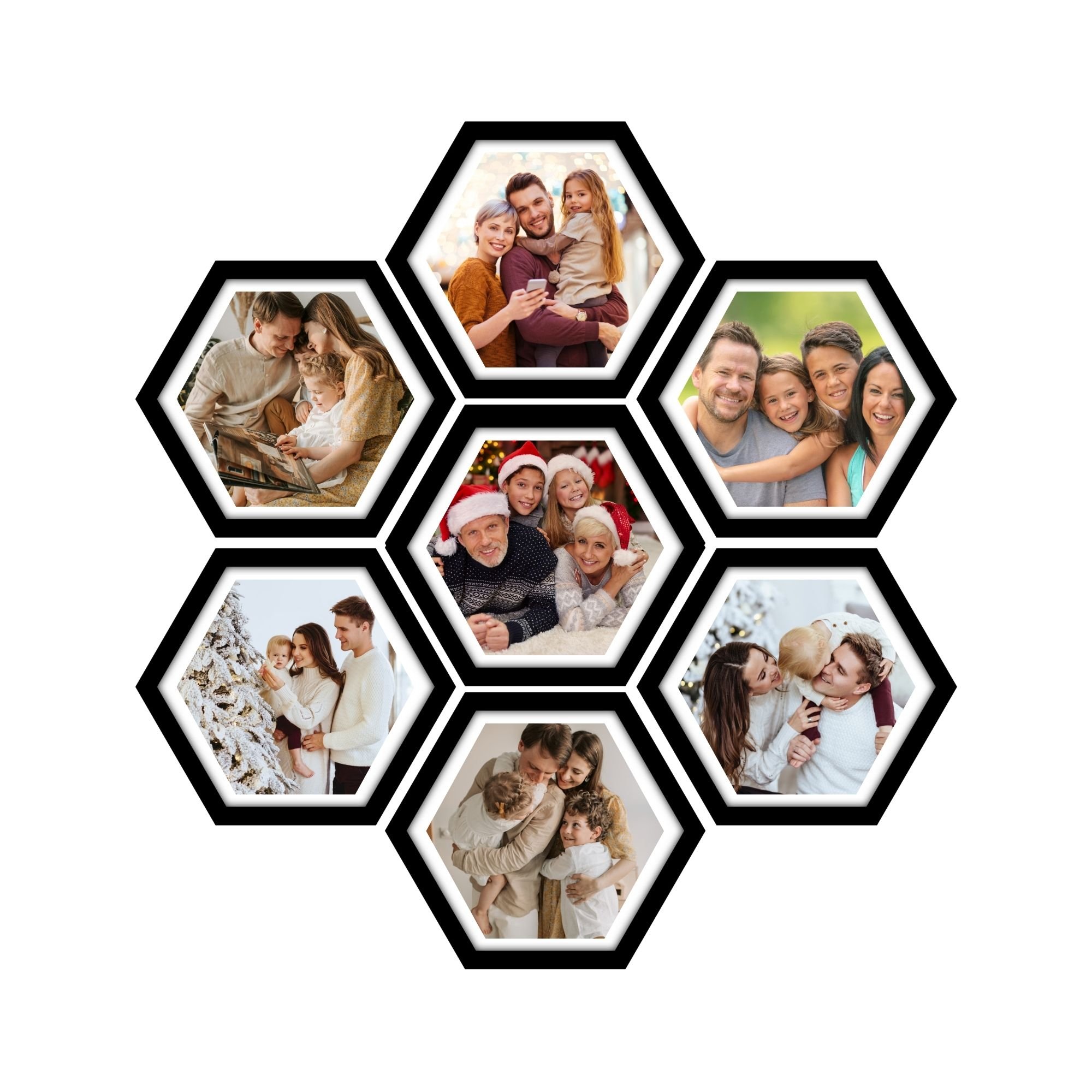 Modern Hexagon Photo Collage Frame Bundle | Honeycomb Geometric Grid ...