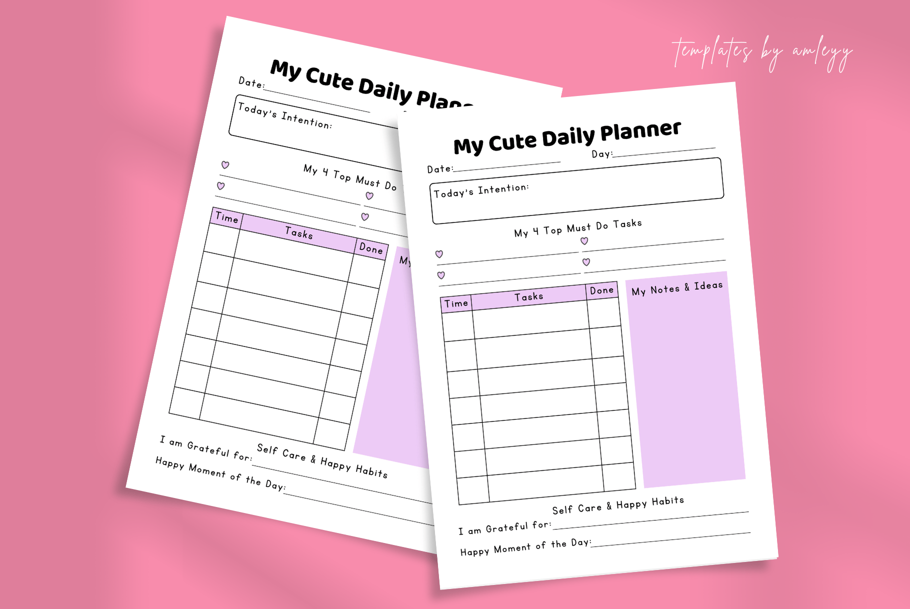 Cute Daily Planner Canva Template – Pastel Aesthetic Productivity ...