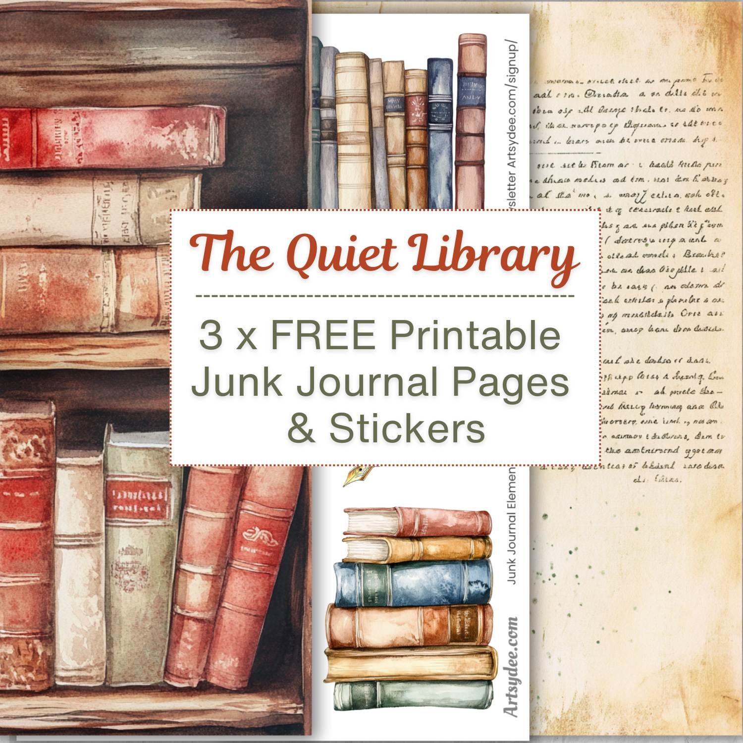 📚 The Quiet Library – Free Vintage Junk Journal Printables (Sample Pack) - Payhip
