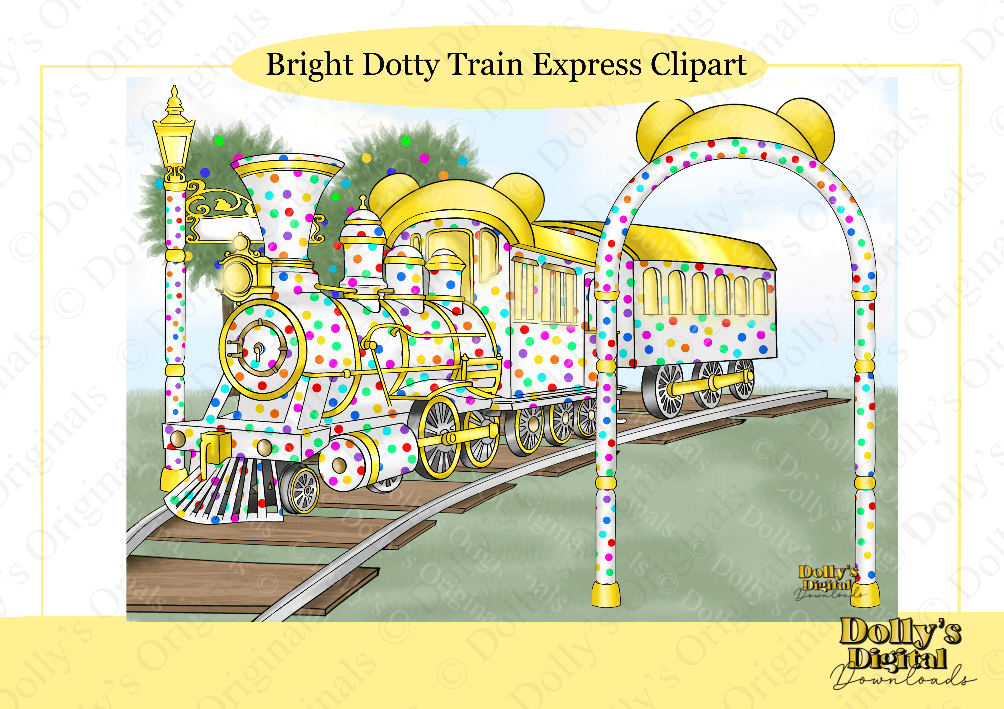 Bright Dotty Train Express Clipart - Payhip