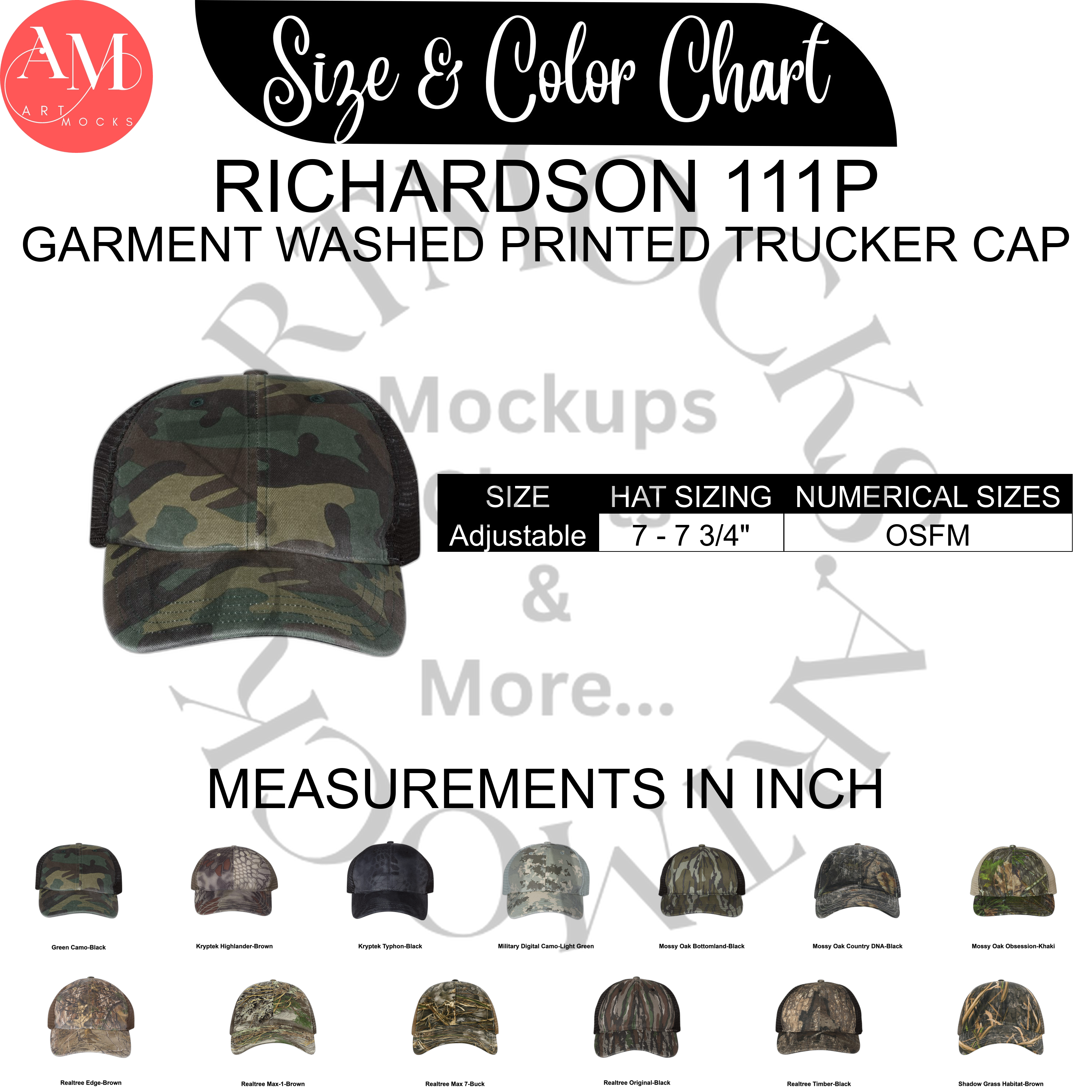 Richardson 111P Color & Size Chart Bundle | PNG Chart for POD & Etsy ...