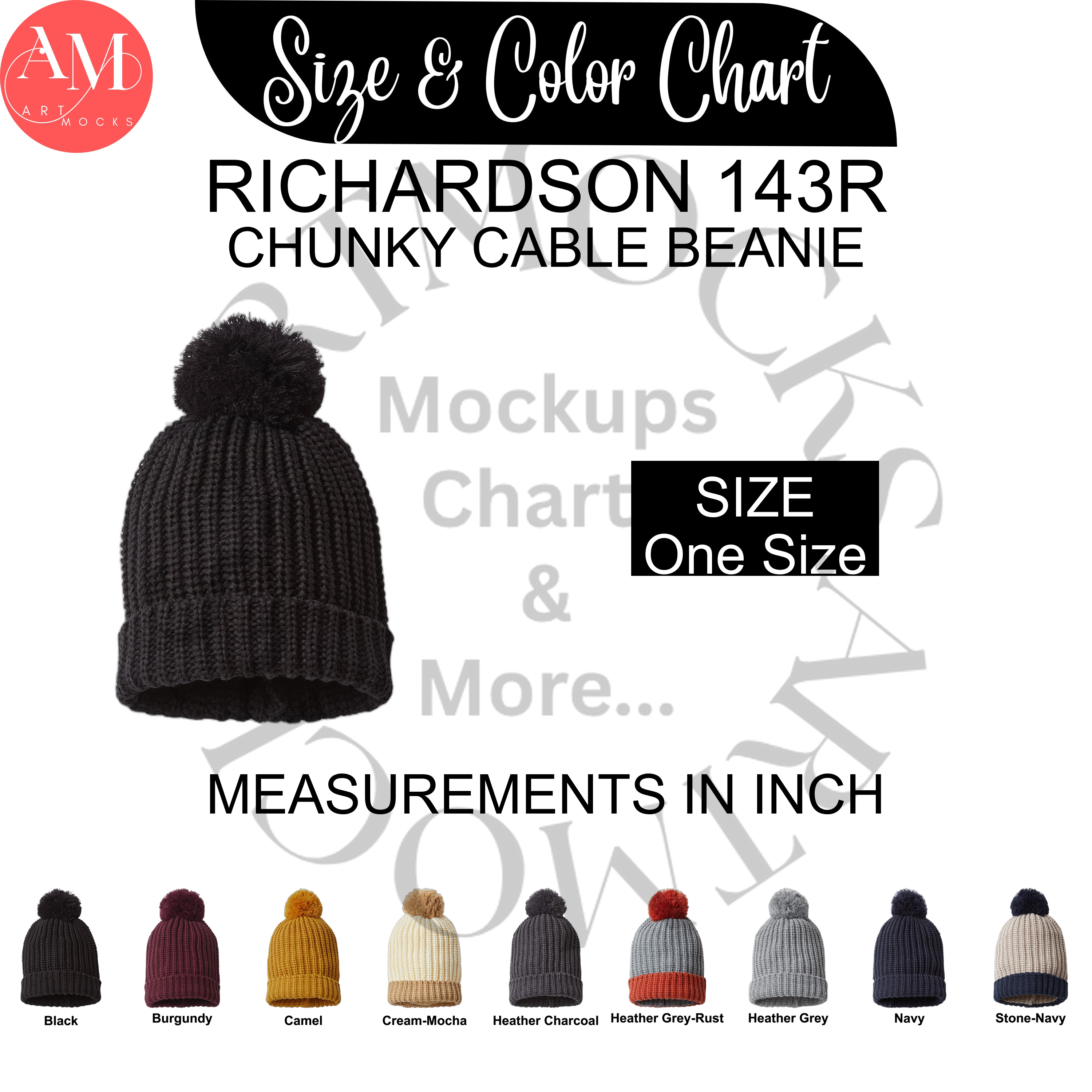 Richardson 143R Color & Size Chart Bundle | PNG Chart for POD & Etsy ...