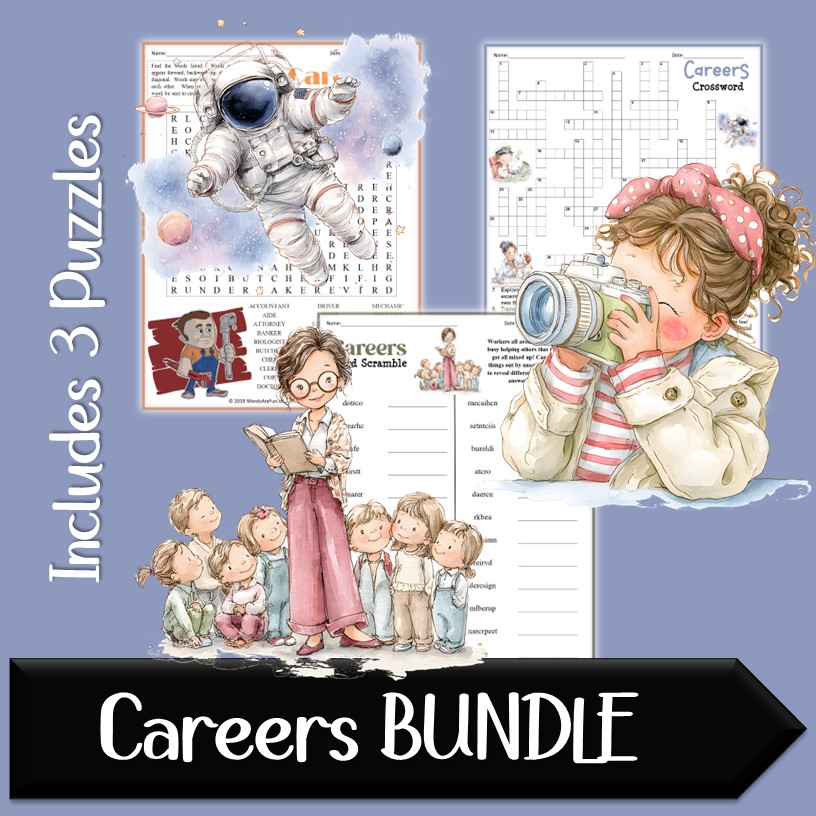 Careers Puzzle Bundle – Word Search, Crossword & Word Scramble PDF Set ...