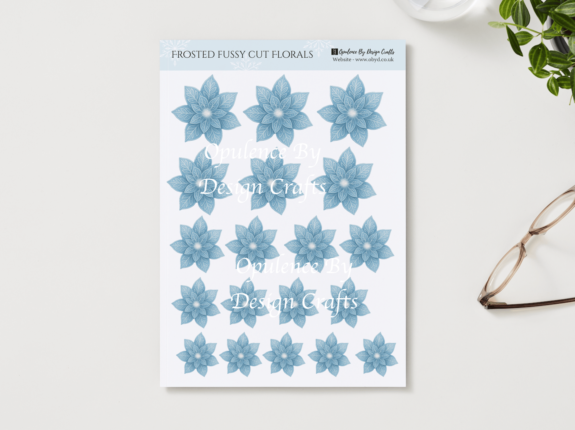 Opulence By Design Crafts - Frosted Fussy Cut Florals Sheet PDF Digital ...