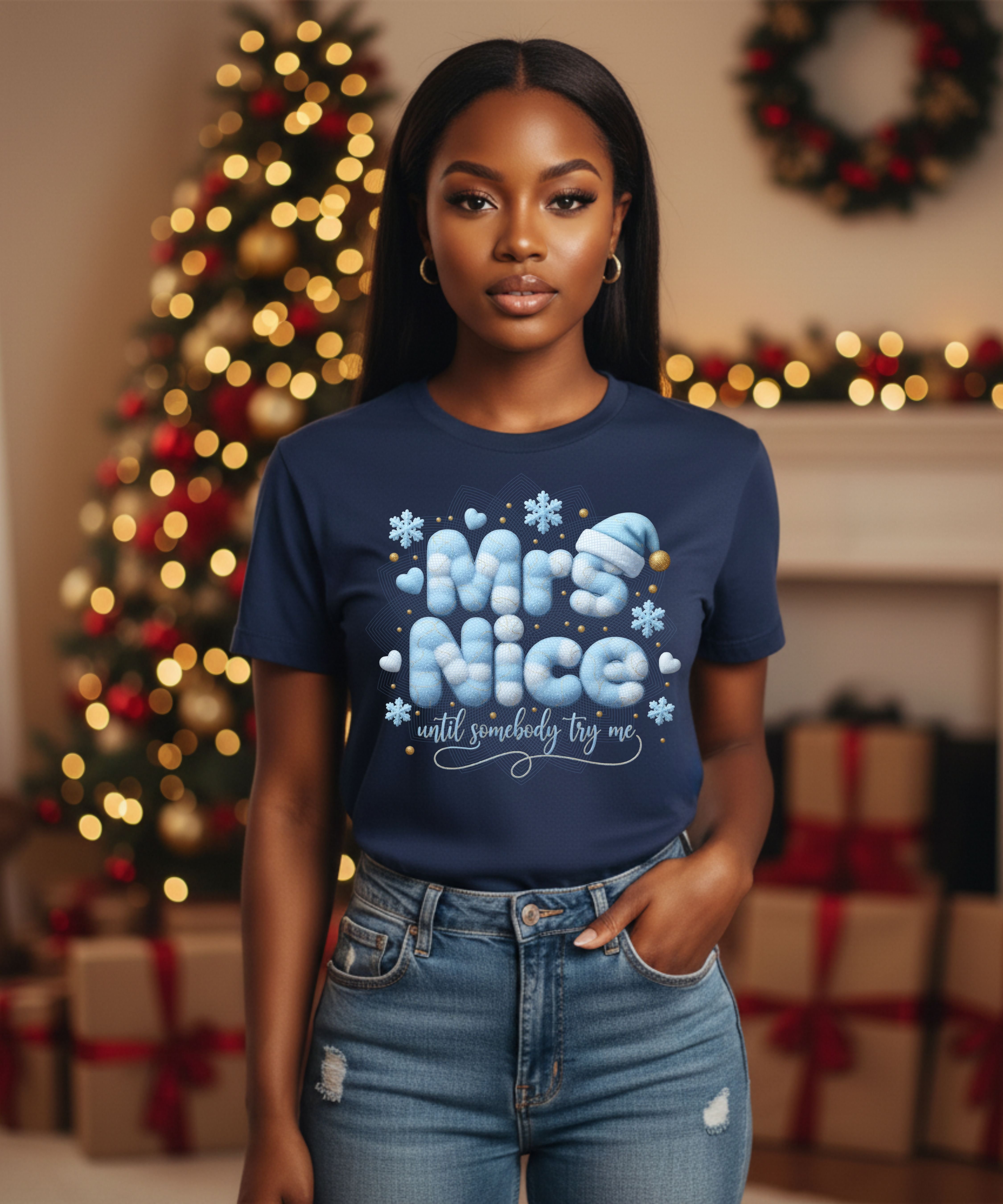 Mrs Nice Until Somebody Try Me PNG | Christmas Design | Faux Plush Texture| Xmas Graphic - Payhip