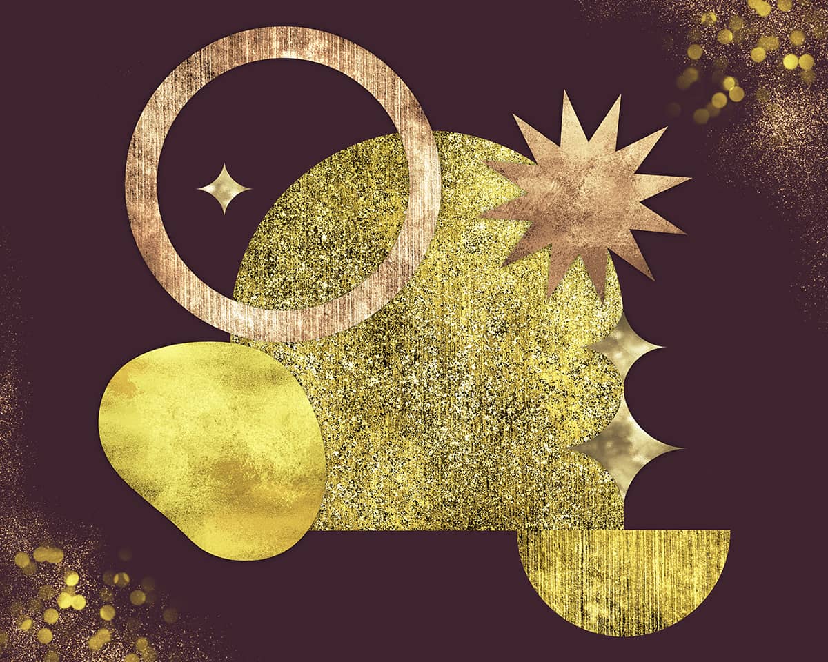 Gold Shape Abstract Collage in Procreate