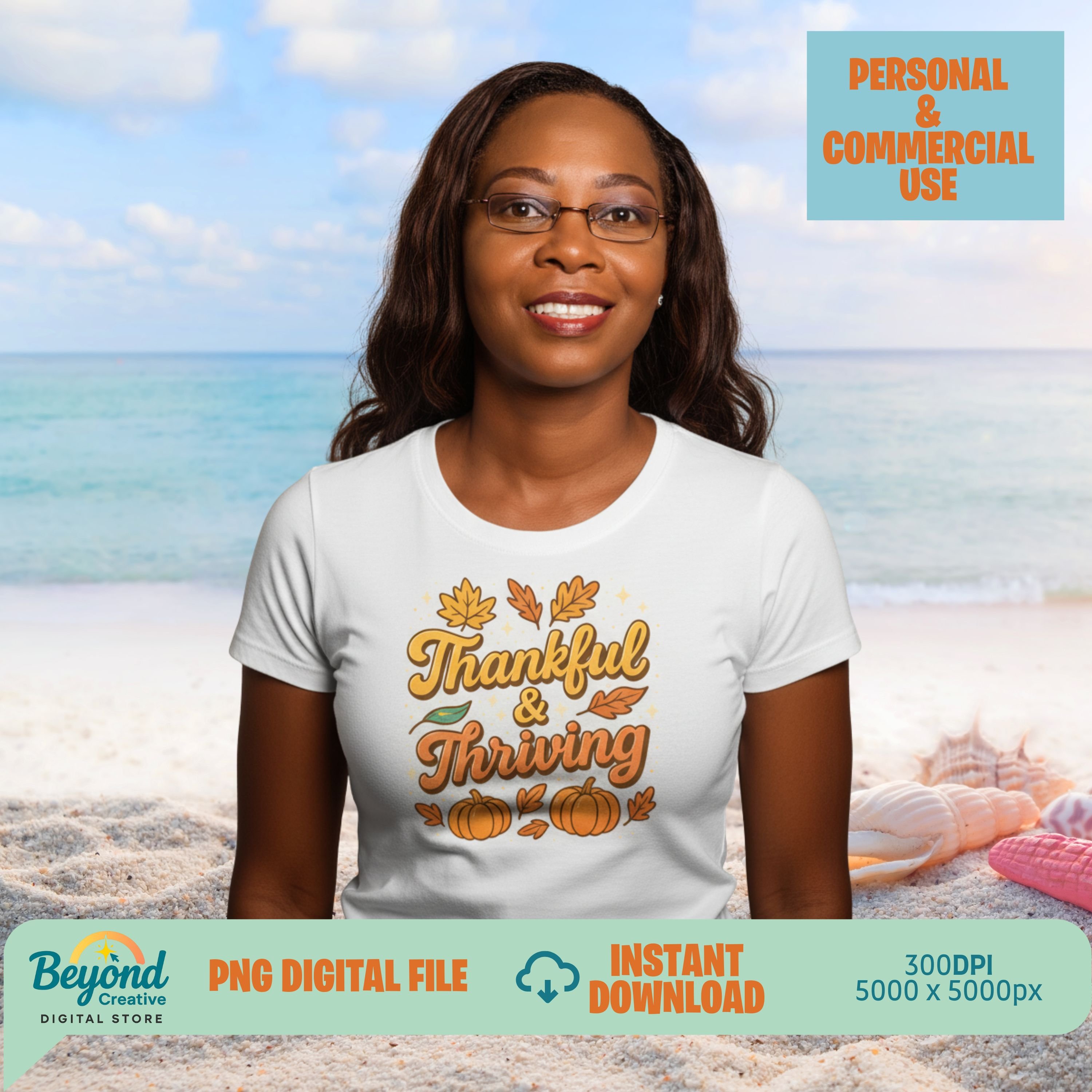 Thankful & Thriving PNG | Fall Sublimation Design | Beyond Creative ...