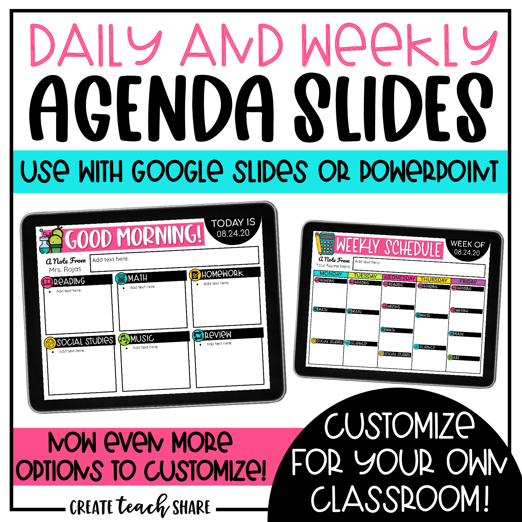 Daily & Weekly Agenda Slides | Editable Digital Resource | Google ...