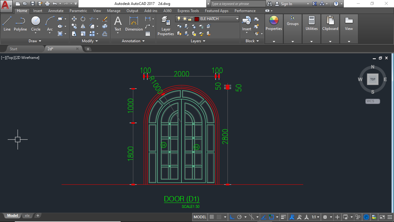 AutoCAD 2D Glass Door with Size Dimensions – Digital Download - Payhip