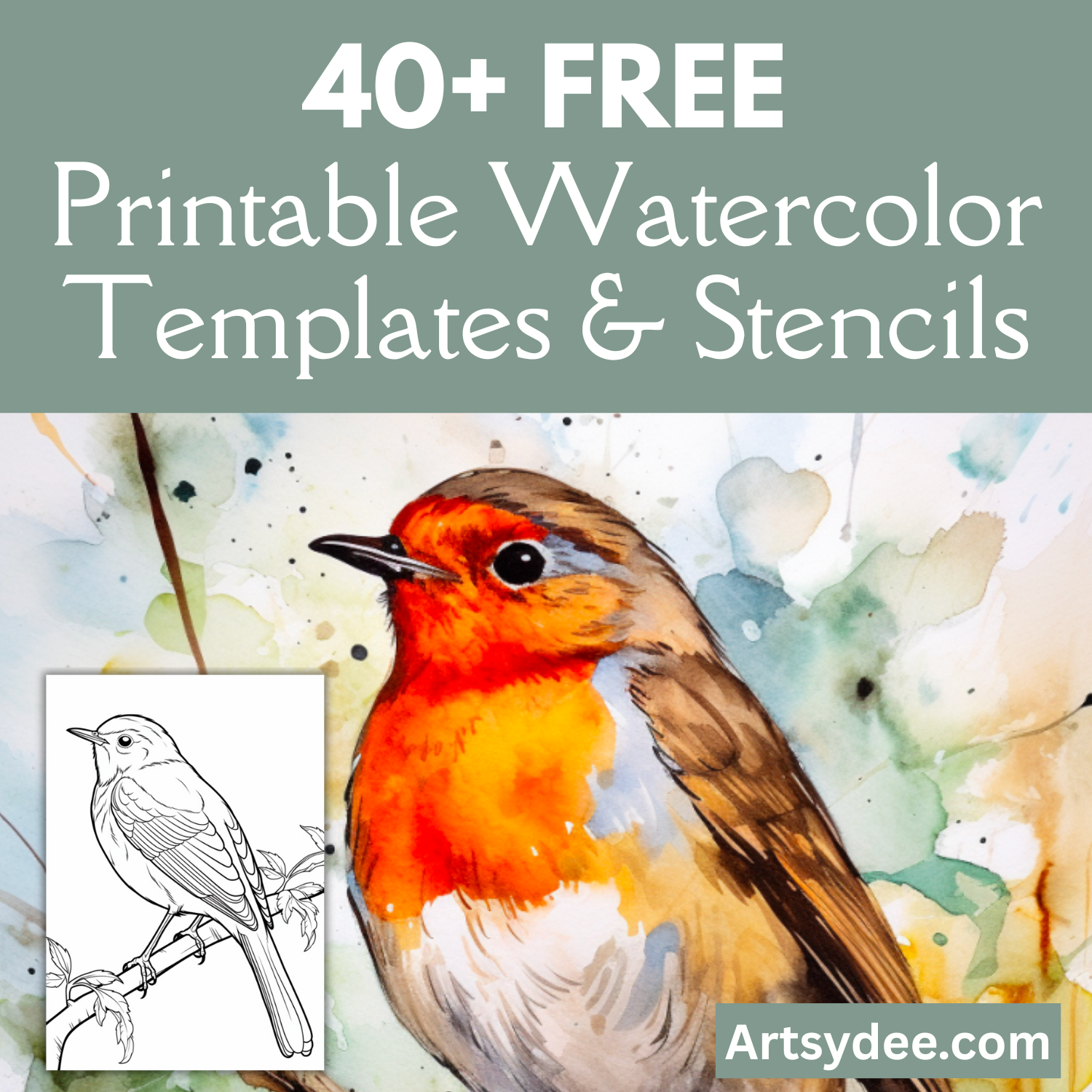 🎨 40 Free Printable Stencils for Watercolor Painting (Free or Pay What ...