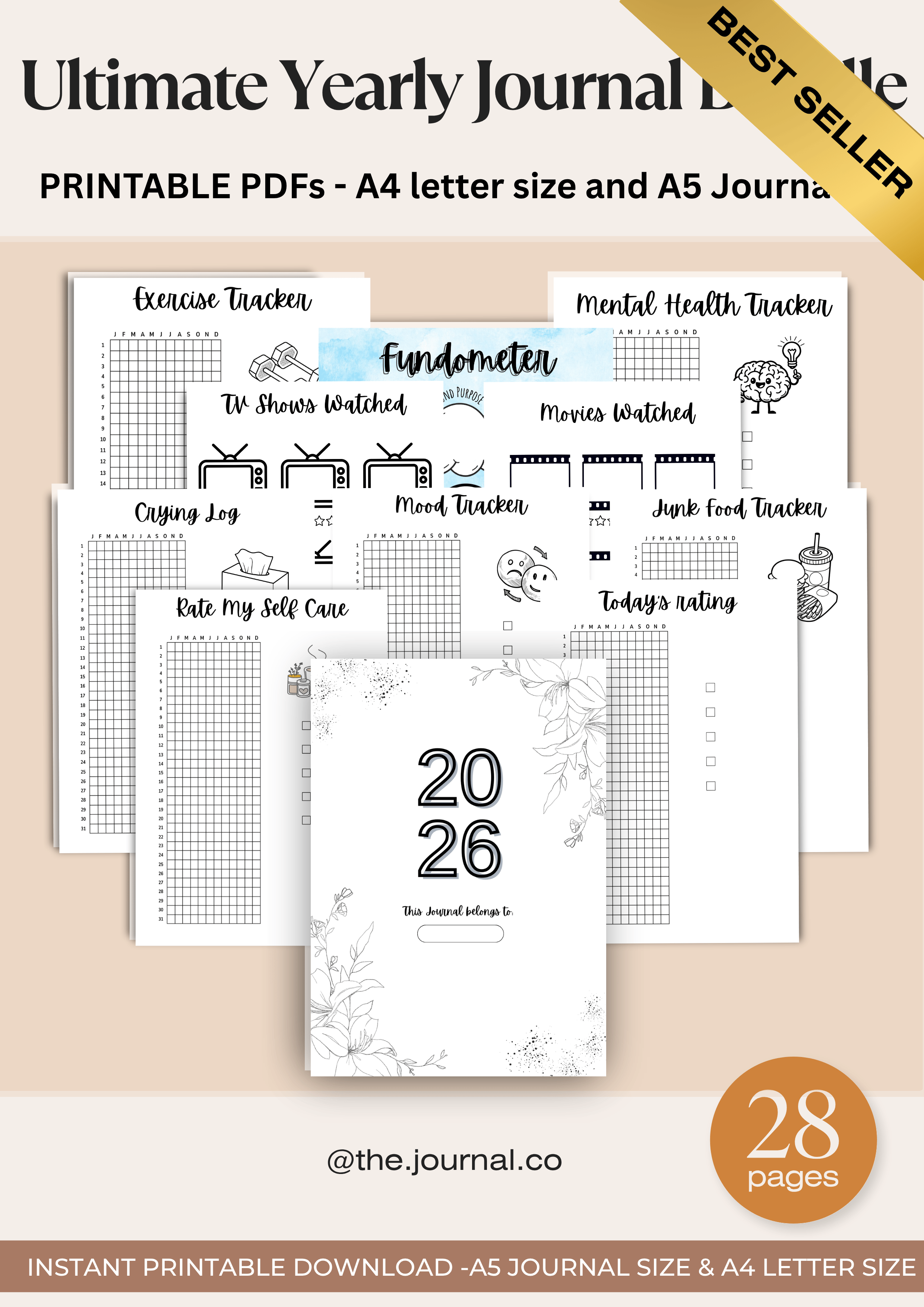 Ultimate Yearly Journal Bundle (28 Pages) - Printable A4 letter size ...