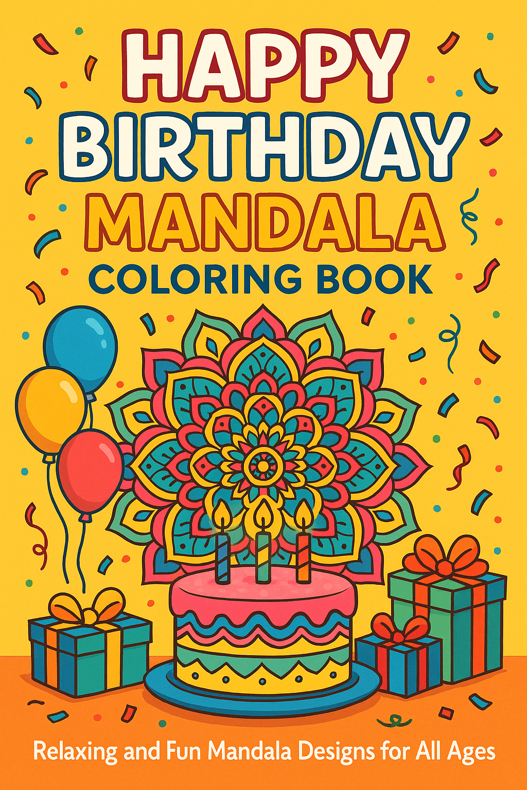 Happy birthday mandala, 80 designs, coloring ebook, digital printable ...