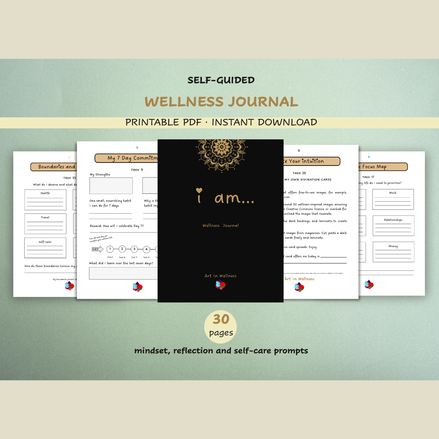 Printable Wellness Journal · 30-Page Guided Self-Reflection & Self-Care ...