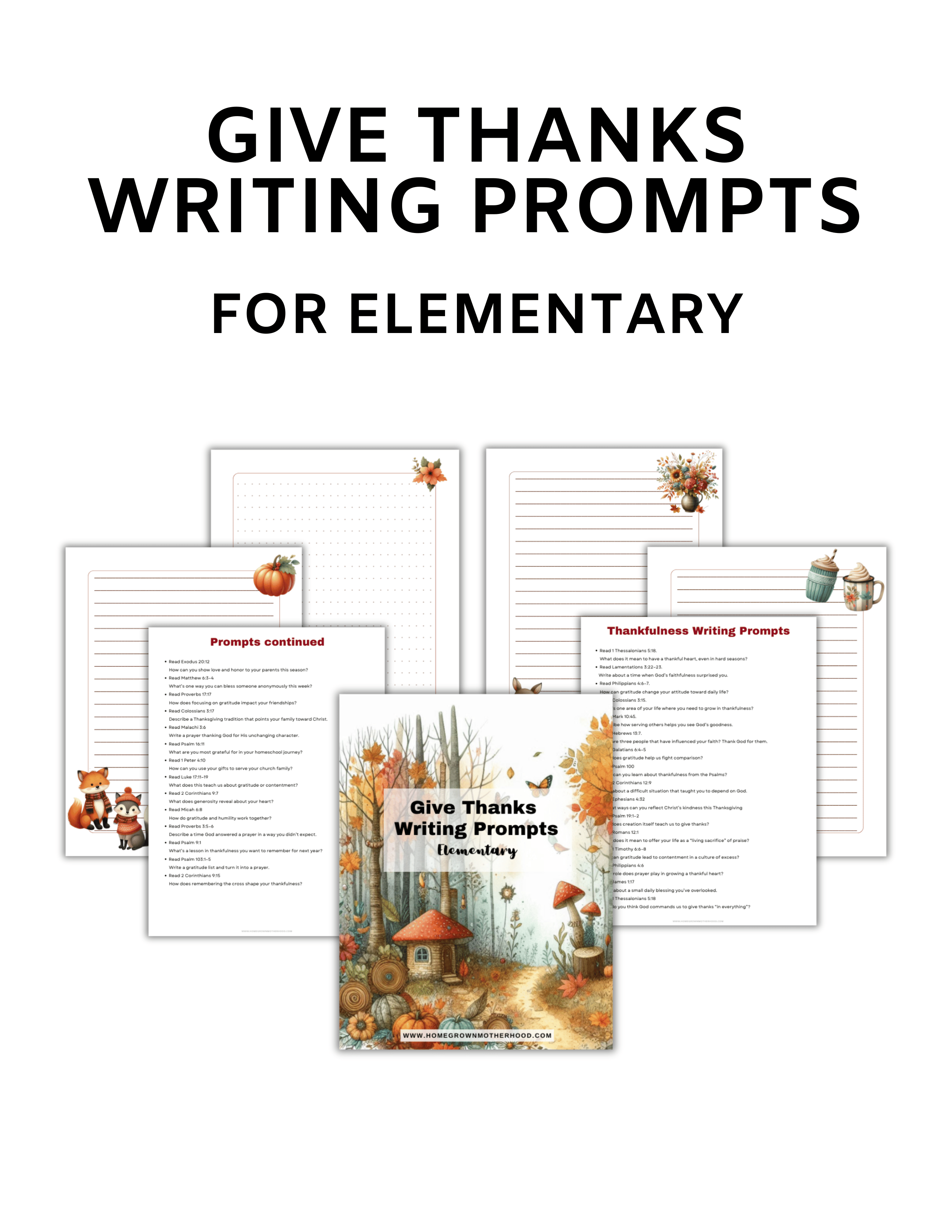 Give Thanks Writing Prompts For Elementary
