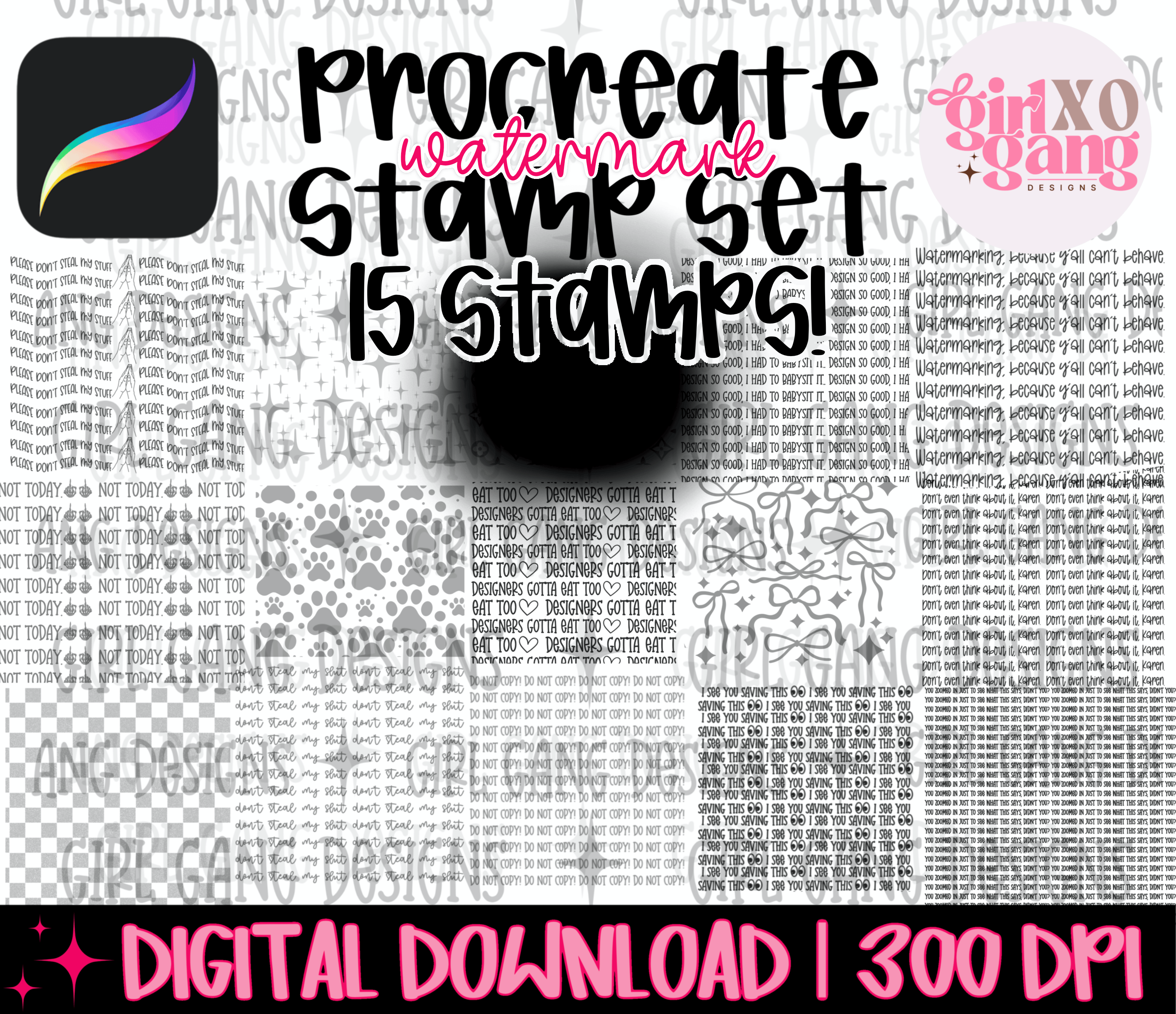 Watermark stamps or procreate, save your work and watermark crazy fast ...