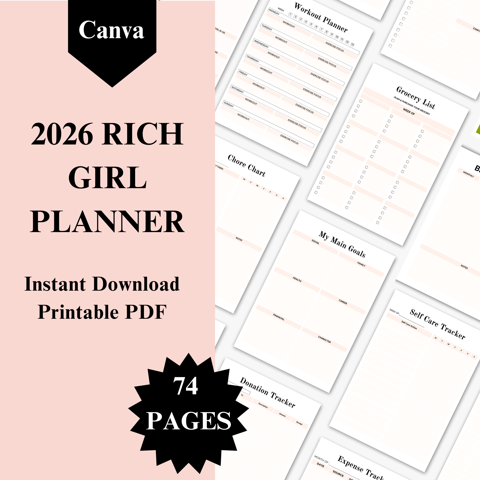2026 Rich Girl Planner | Printable Financial & Goal Planner | Money ...