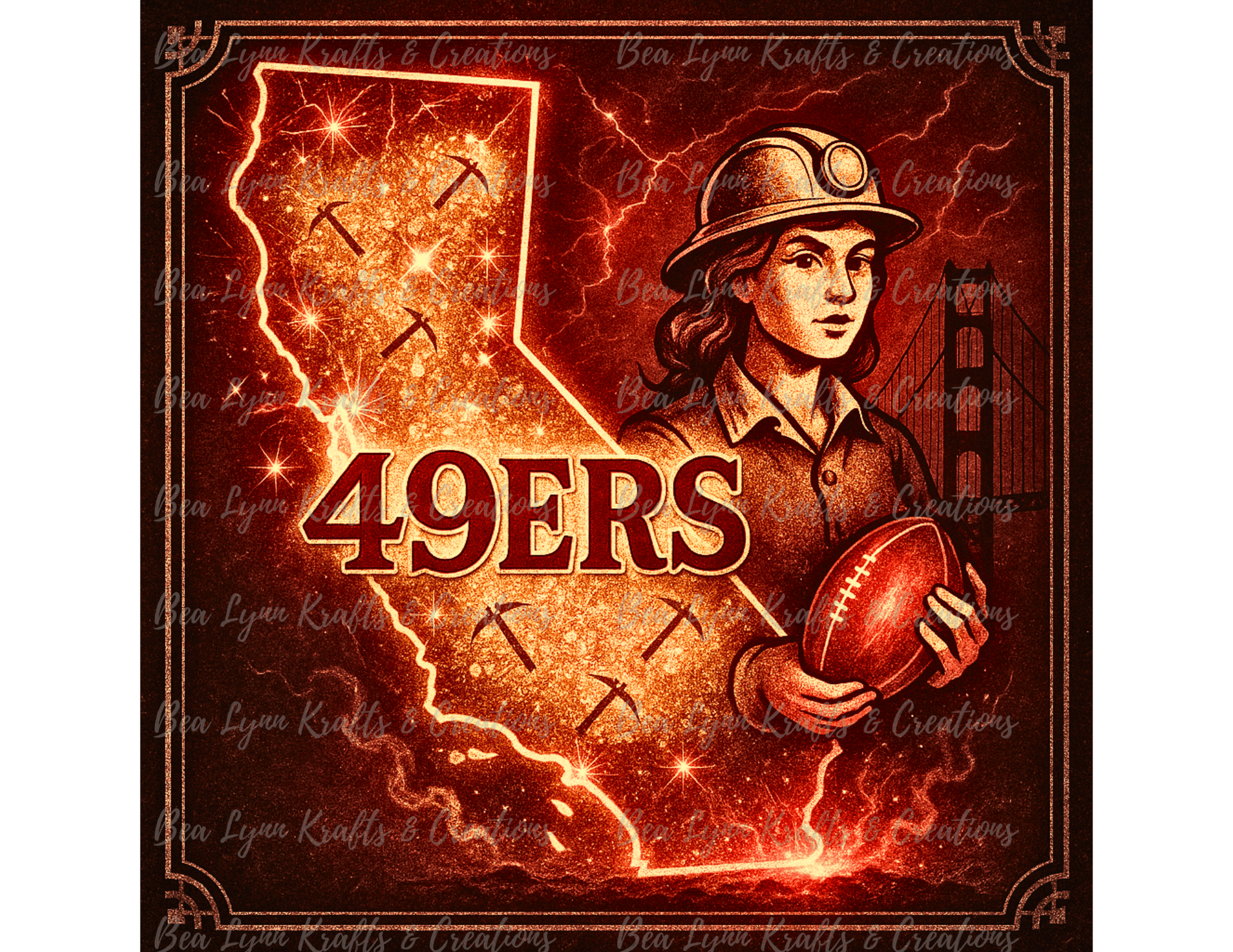 Epic 49ers California State PNG | Vintage Football Miner Art - Payhip